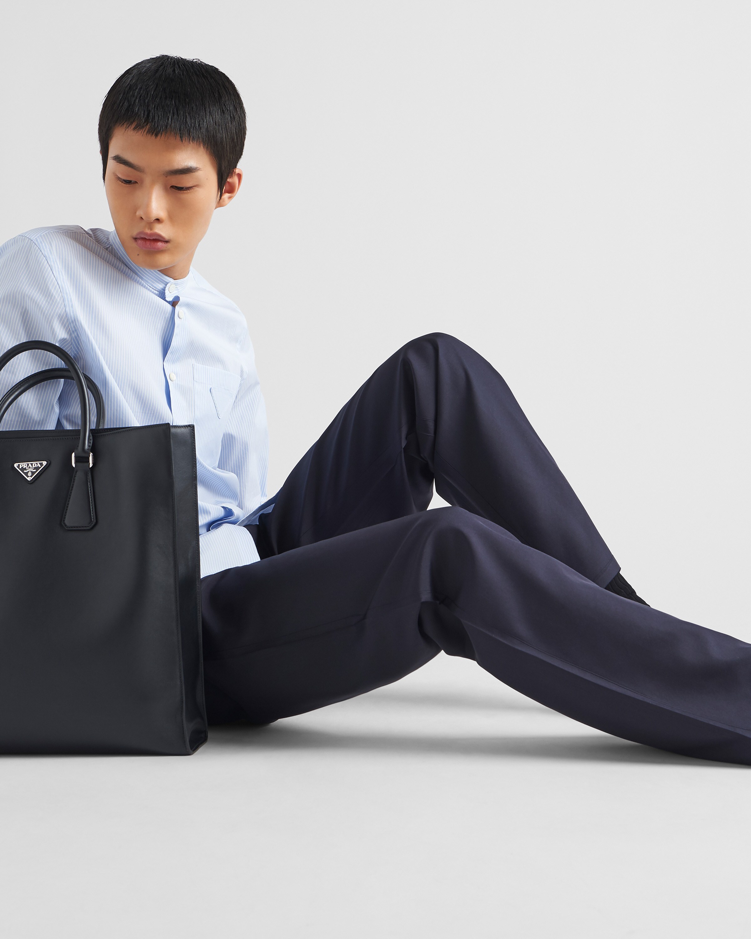 Navy Silk Pants | PRADA