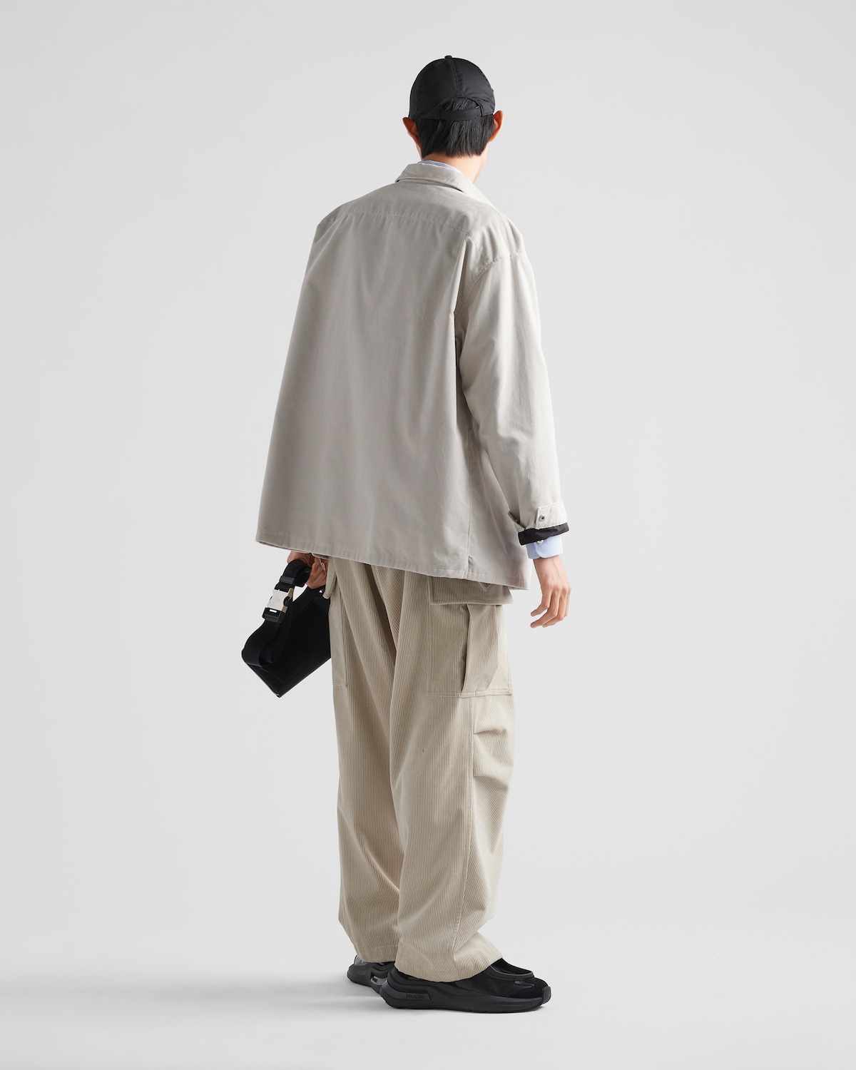 Chalk White Pinwale Corduroy Pants | PRADA