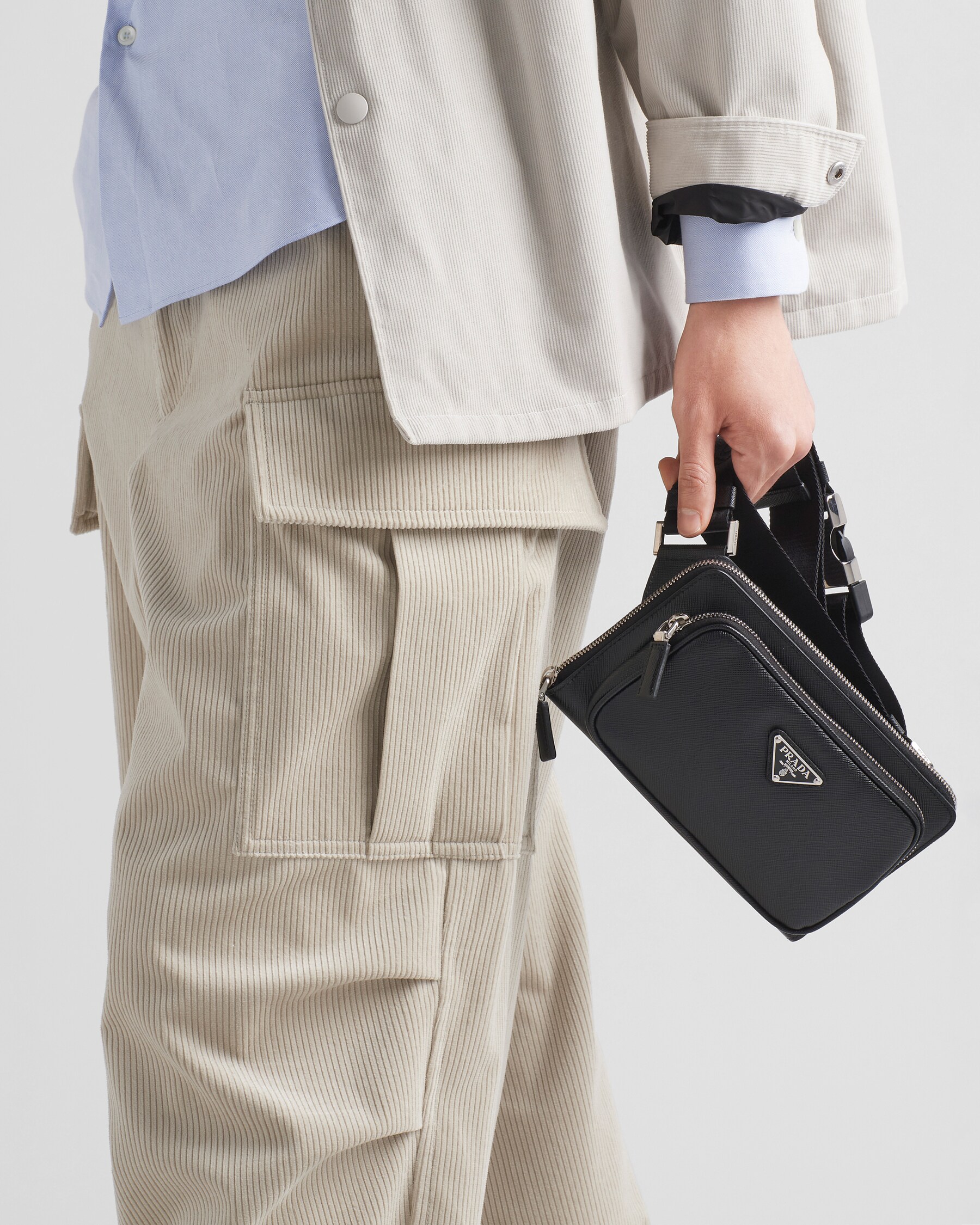 Chalk White Pinwale Corduroy Pants | PRADA