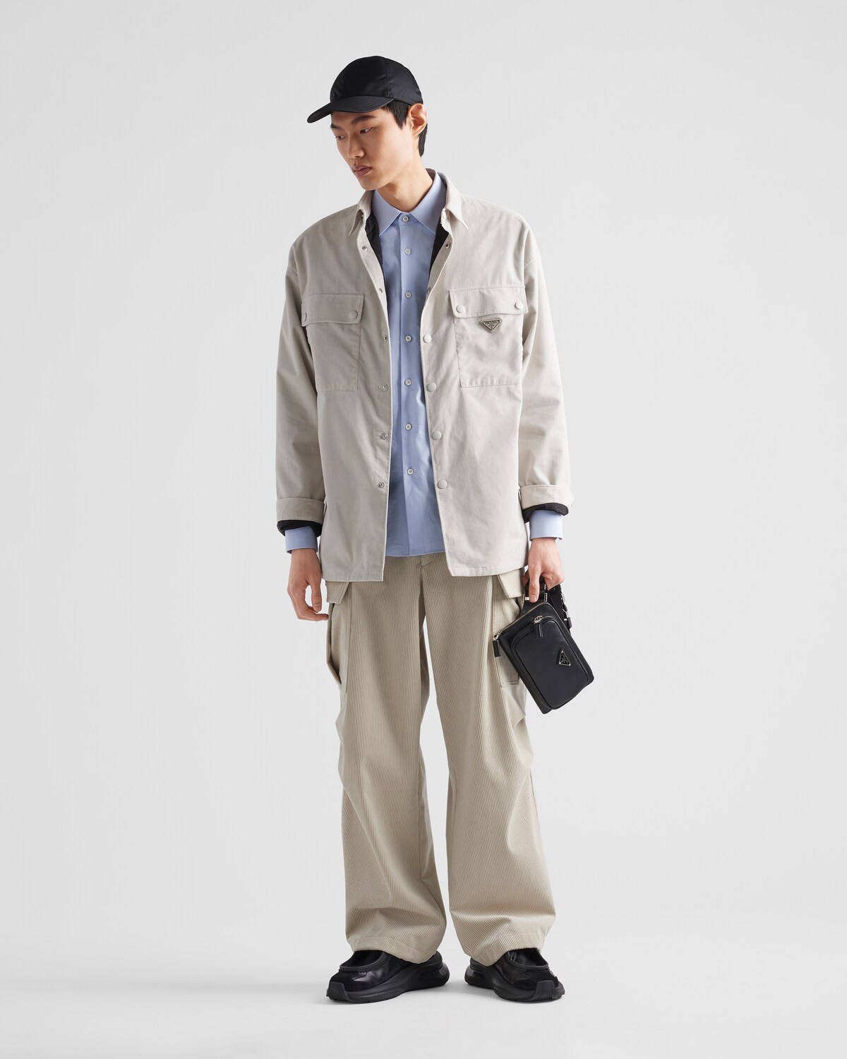 Chalk White Pinwale Corduroy Pants | PRADA