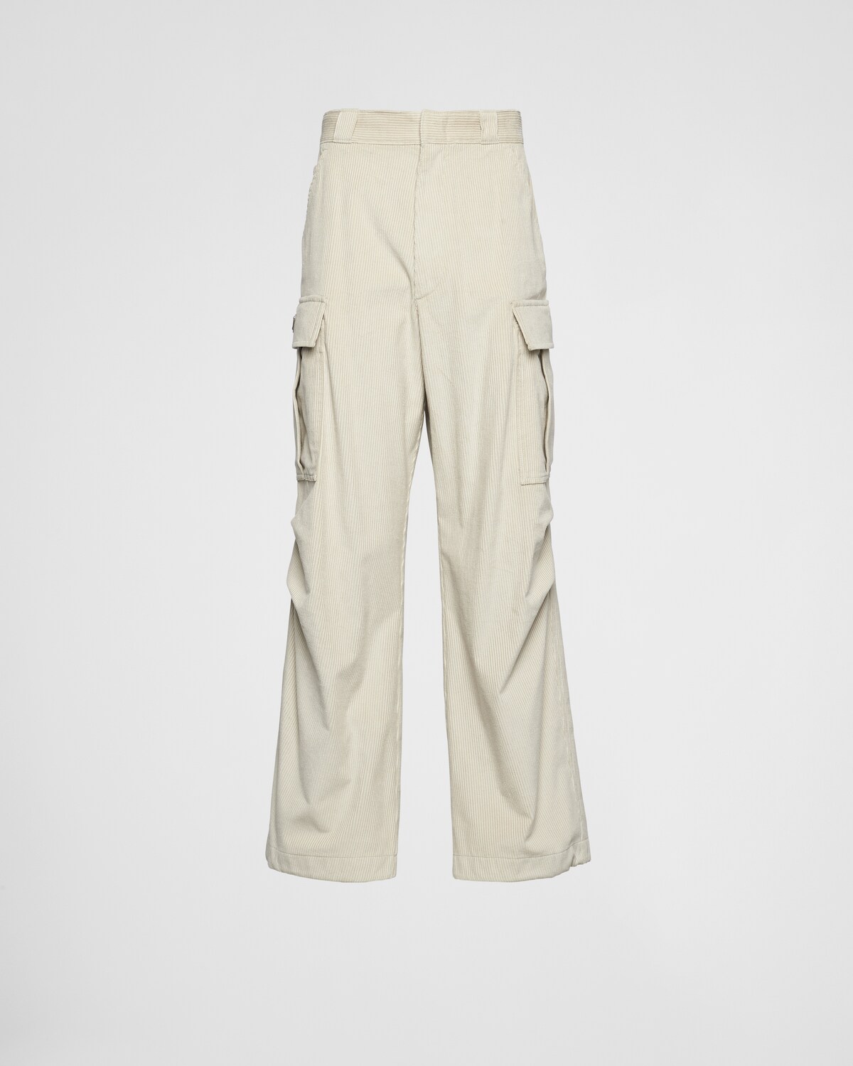 Chalk White Pinwale Corduroy Pants | PRADA