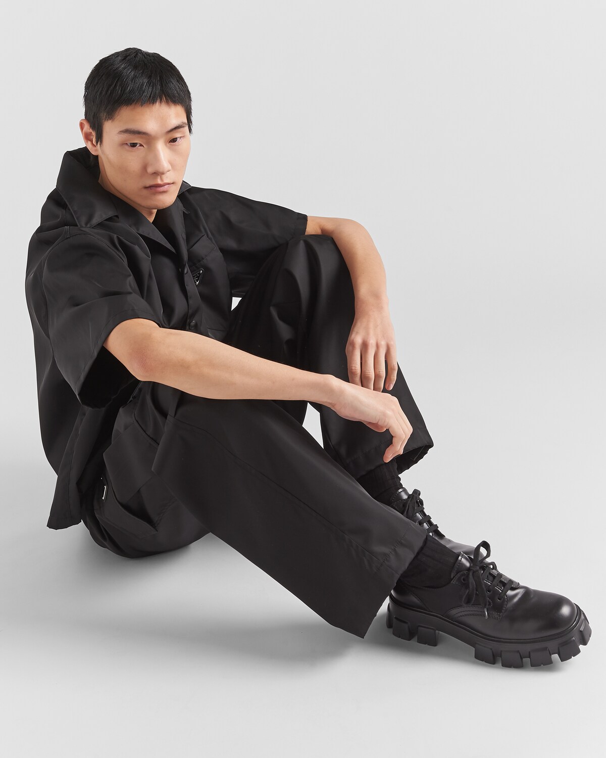 黑色 Re-nylon 再生尼龙长裤 | PRADA