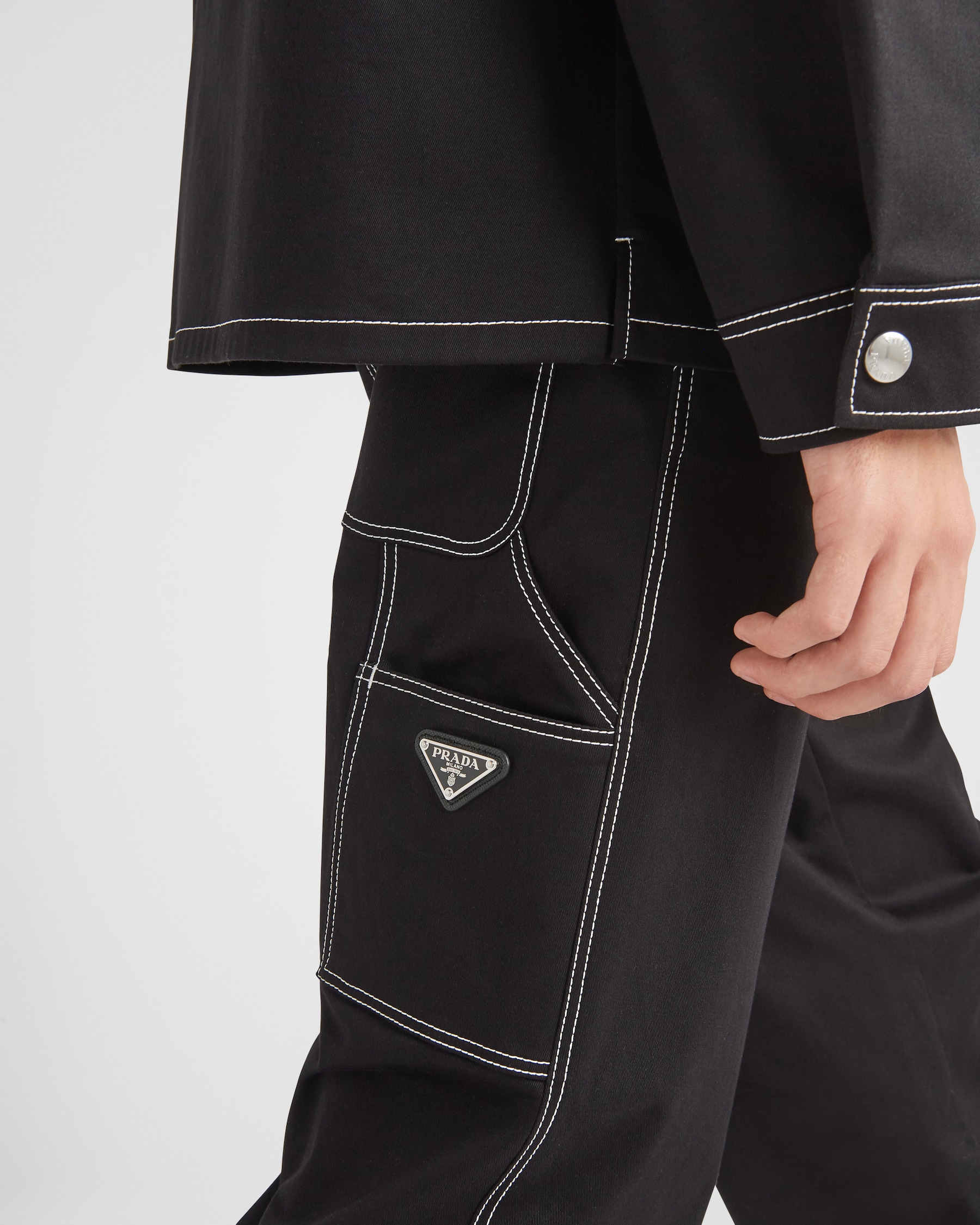 Black Stretch Cotton Pants | PRADA