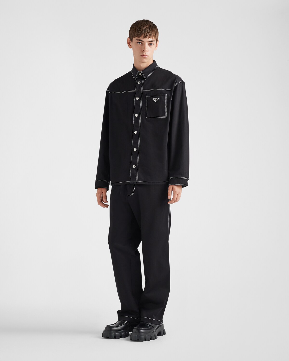 Black Stretch Cotton Pants | PRADA