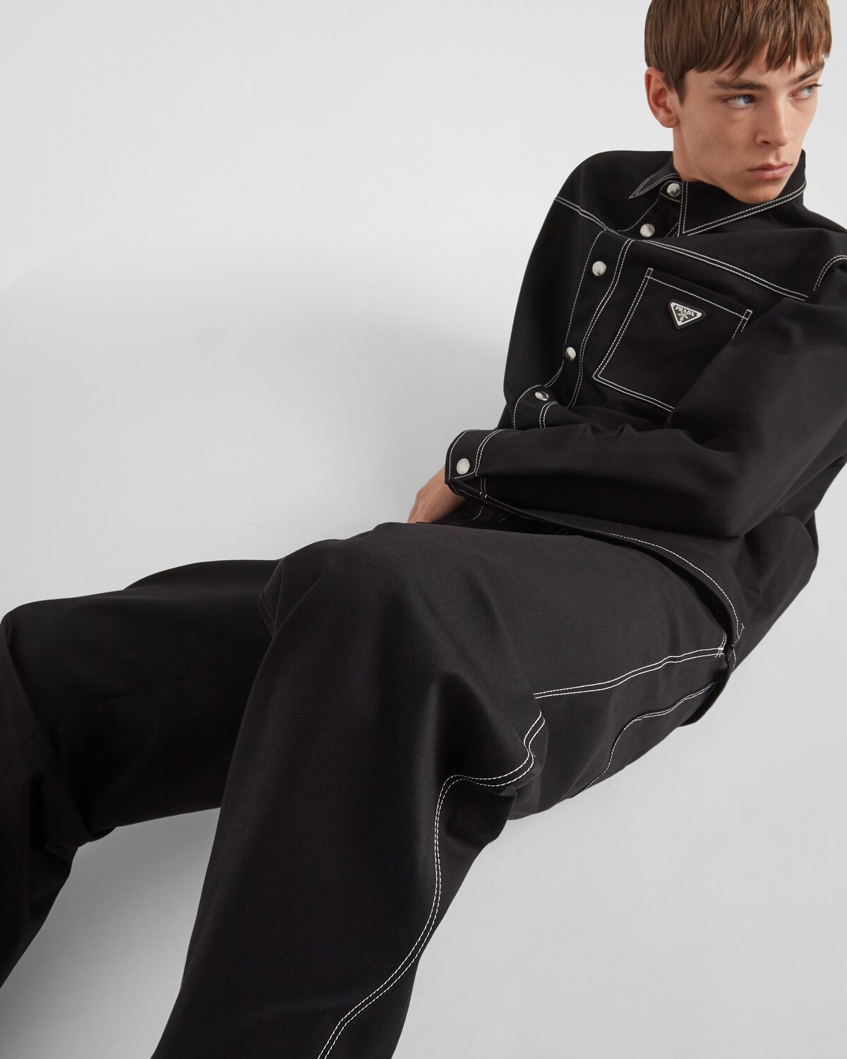 Black Stretch Cotton Pants | PRADA