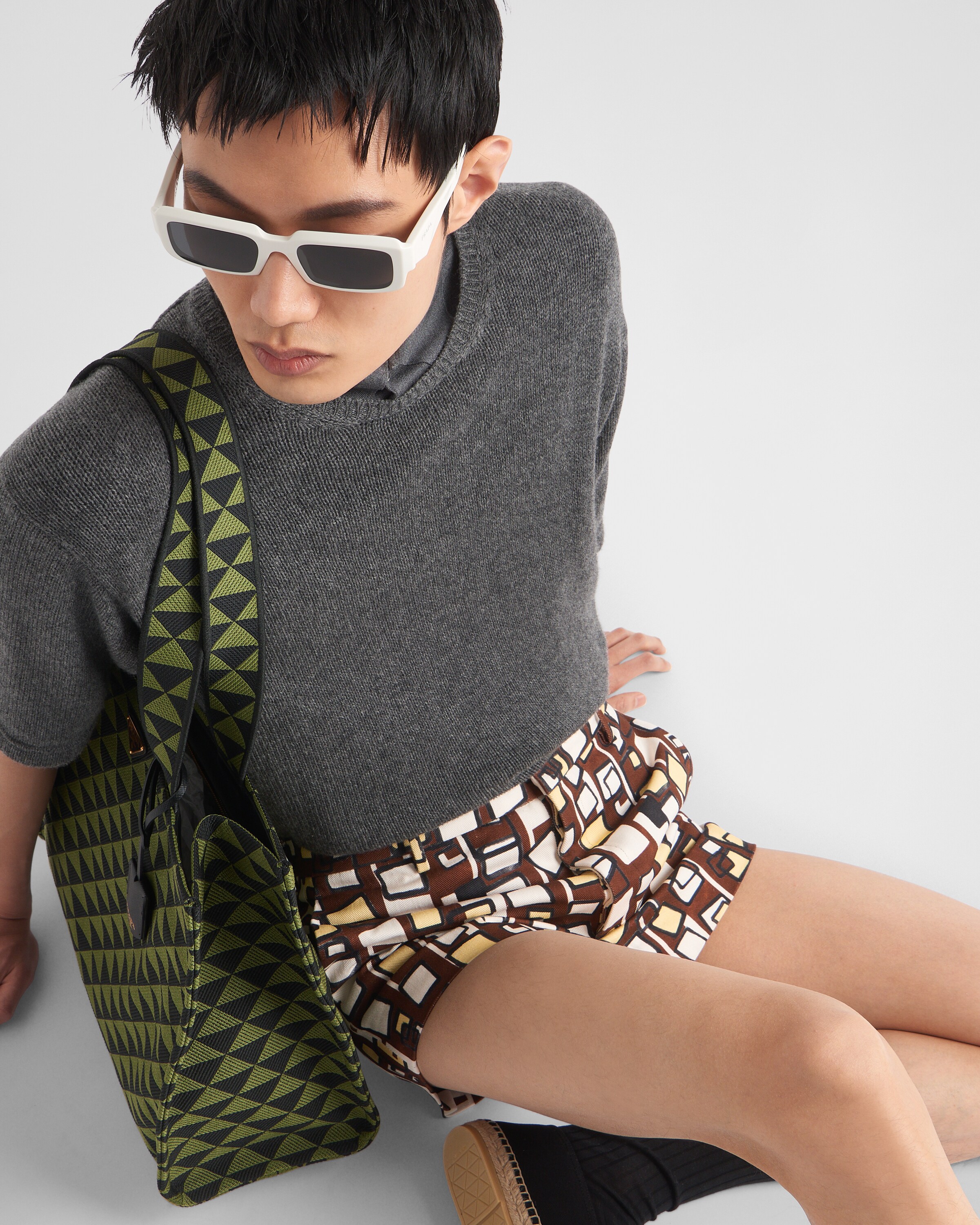 Tabak/vanille Shorts aus Baumwolle | Prada