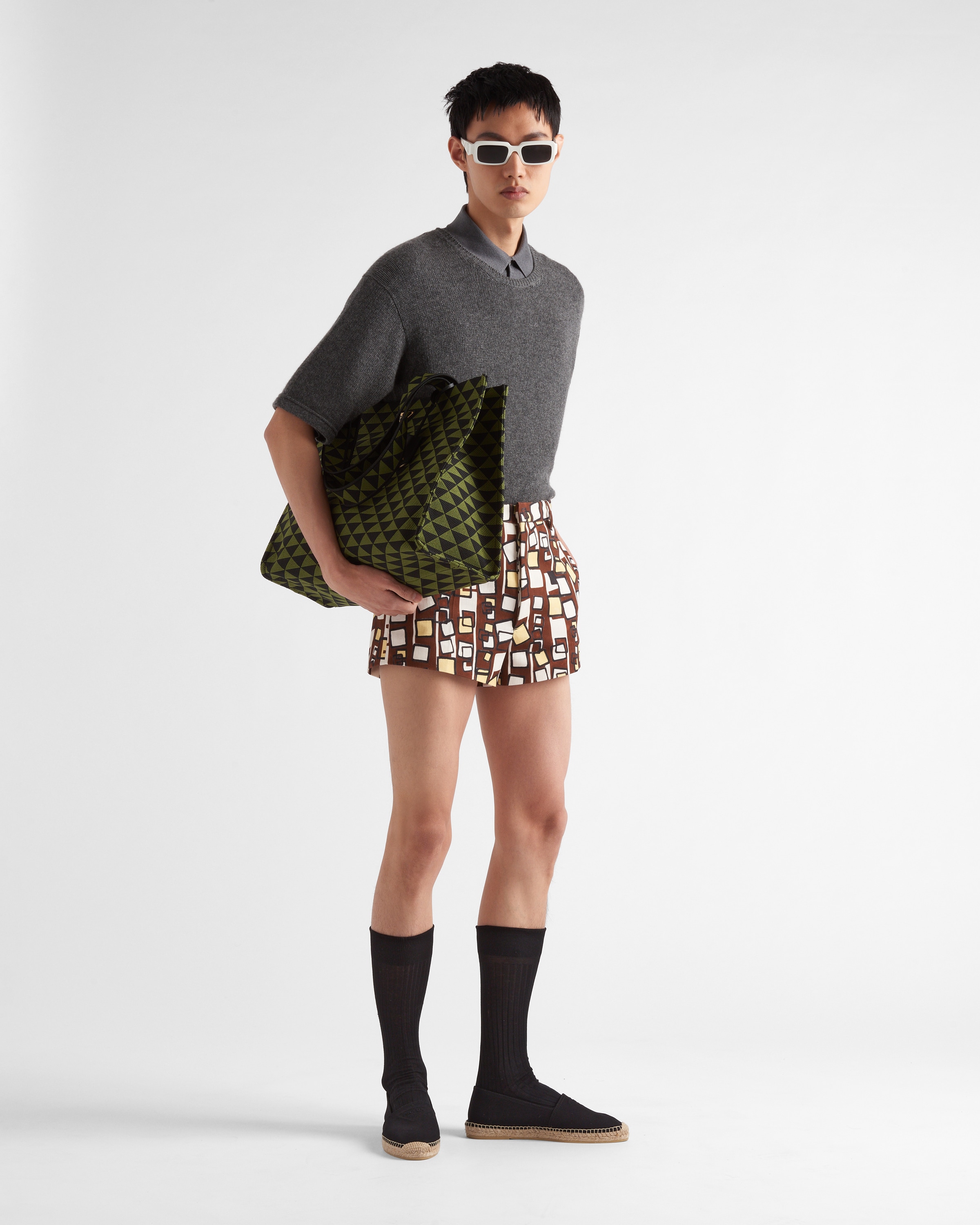 Tabak/vanille Shorts aus Baumwolle | Prada