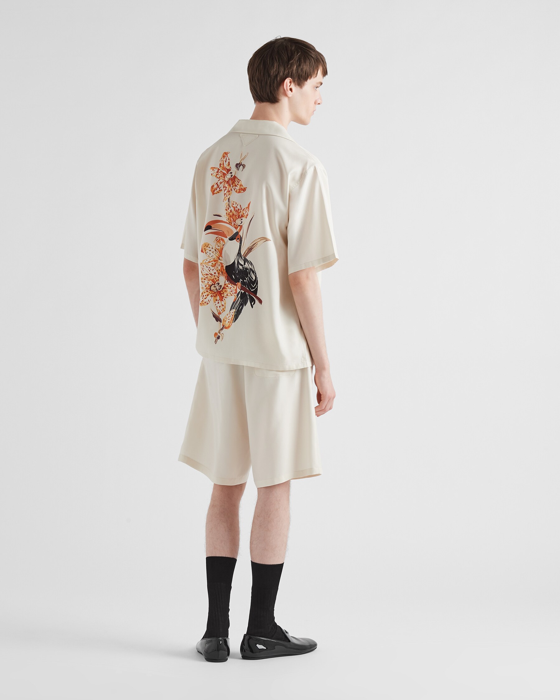 Albino White Silk Bermuda Shorts | PRADA