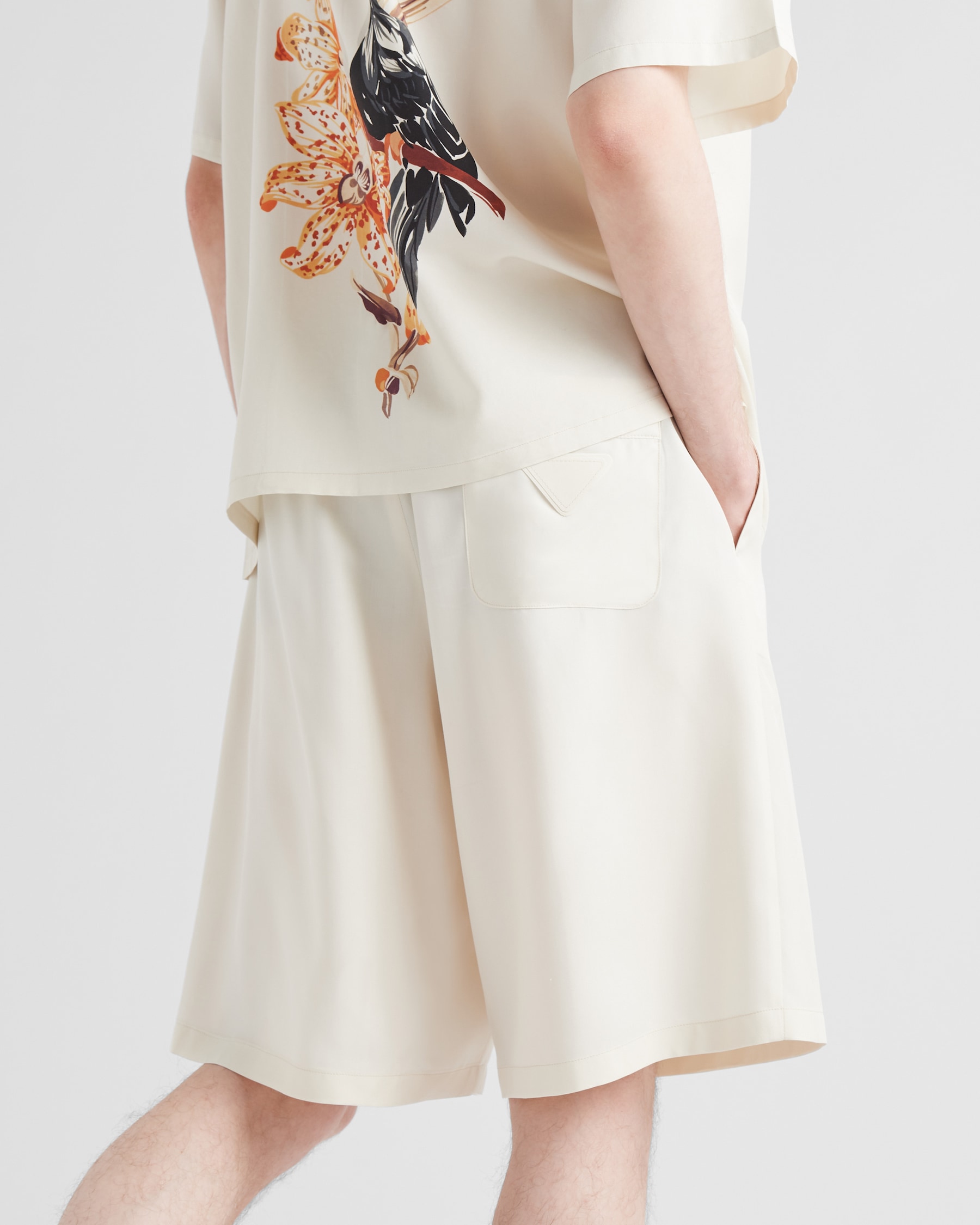 Albino White Silk Bermuda Shorts | PRADA