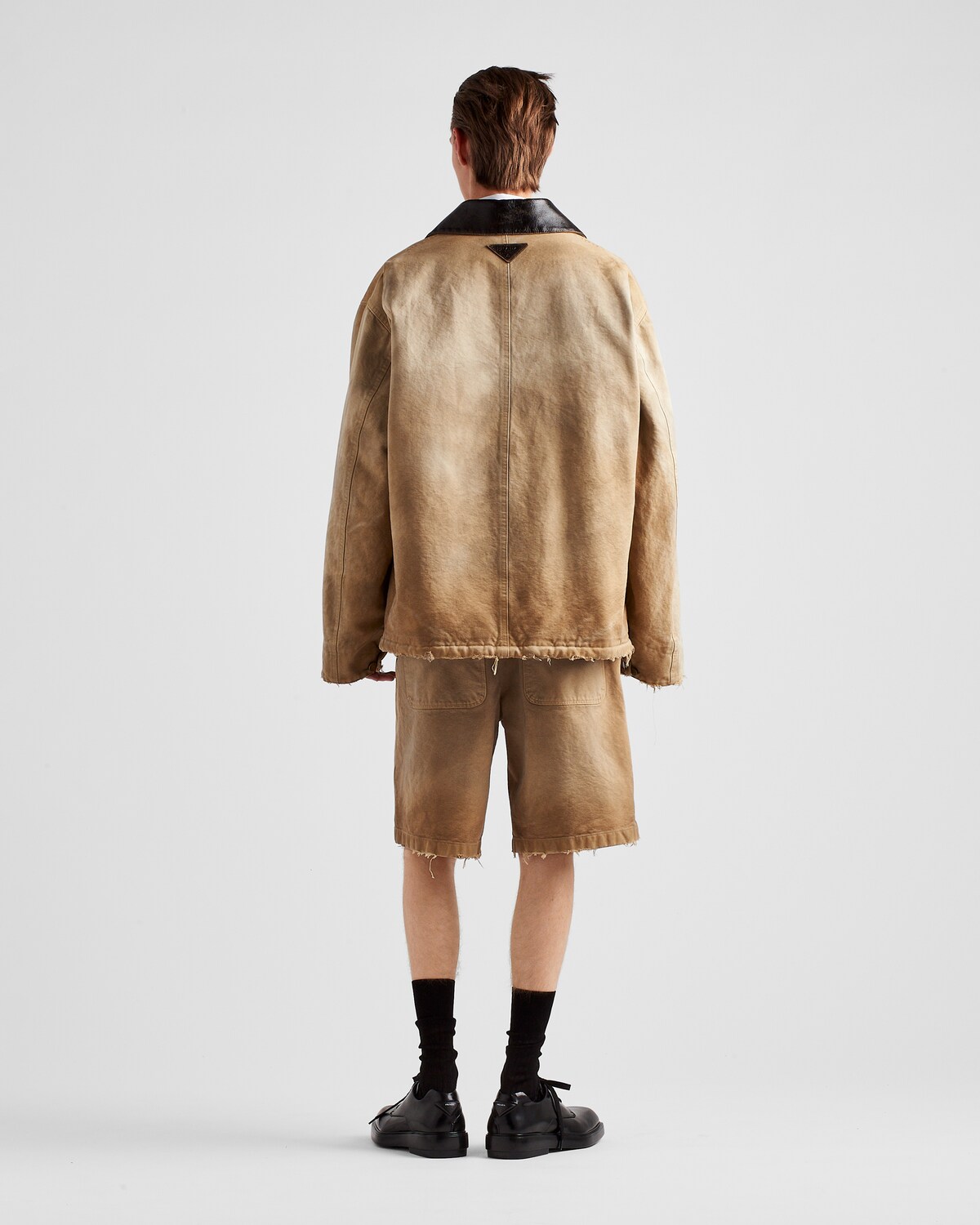 Beige Garment-dyed Bermudas | PRADA