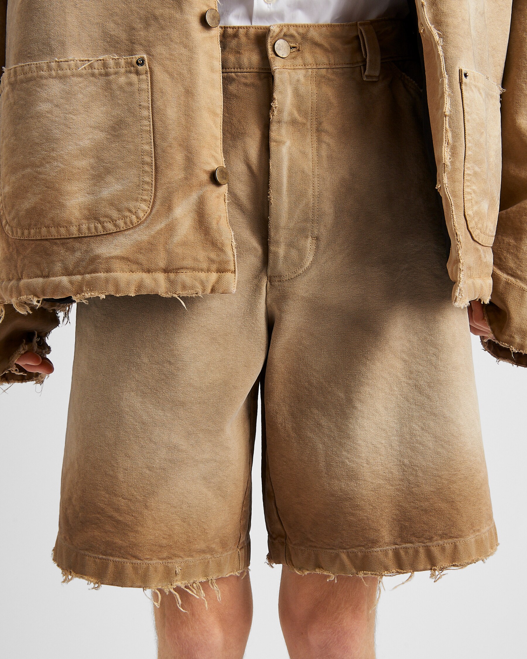 Beige Garment-dyed Bermudas | PRADA