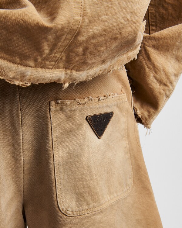 Beige Garment-dyed Bermudas | PRADA