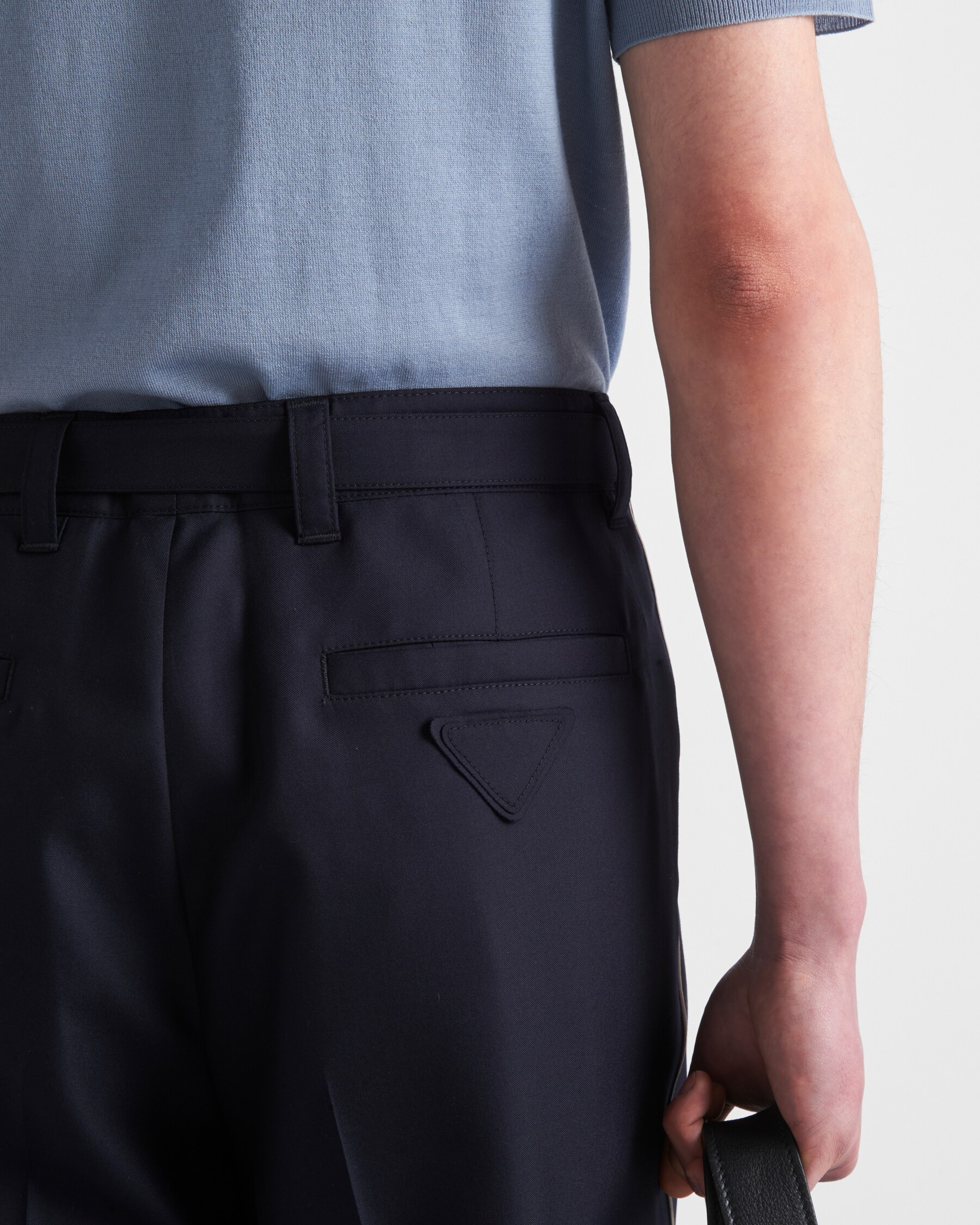Navy Wool And Silk Pants | PRADA