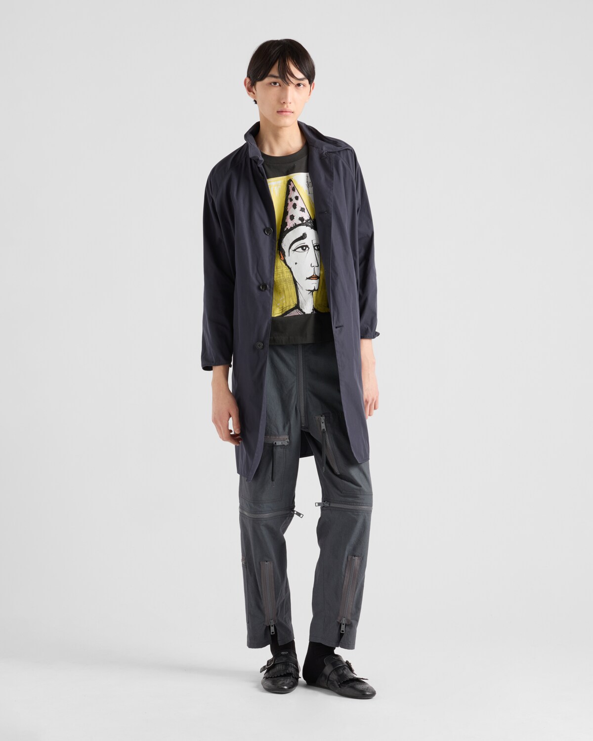 Lead Gray Modular Cotton Pants | PRADA