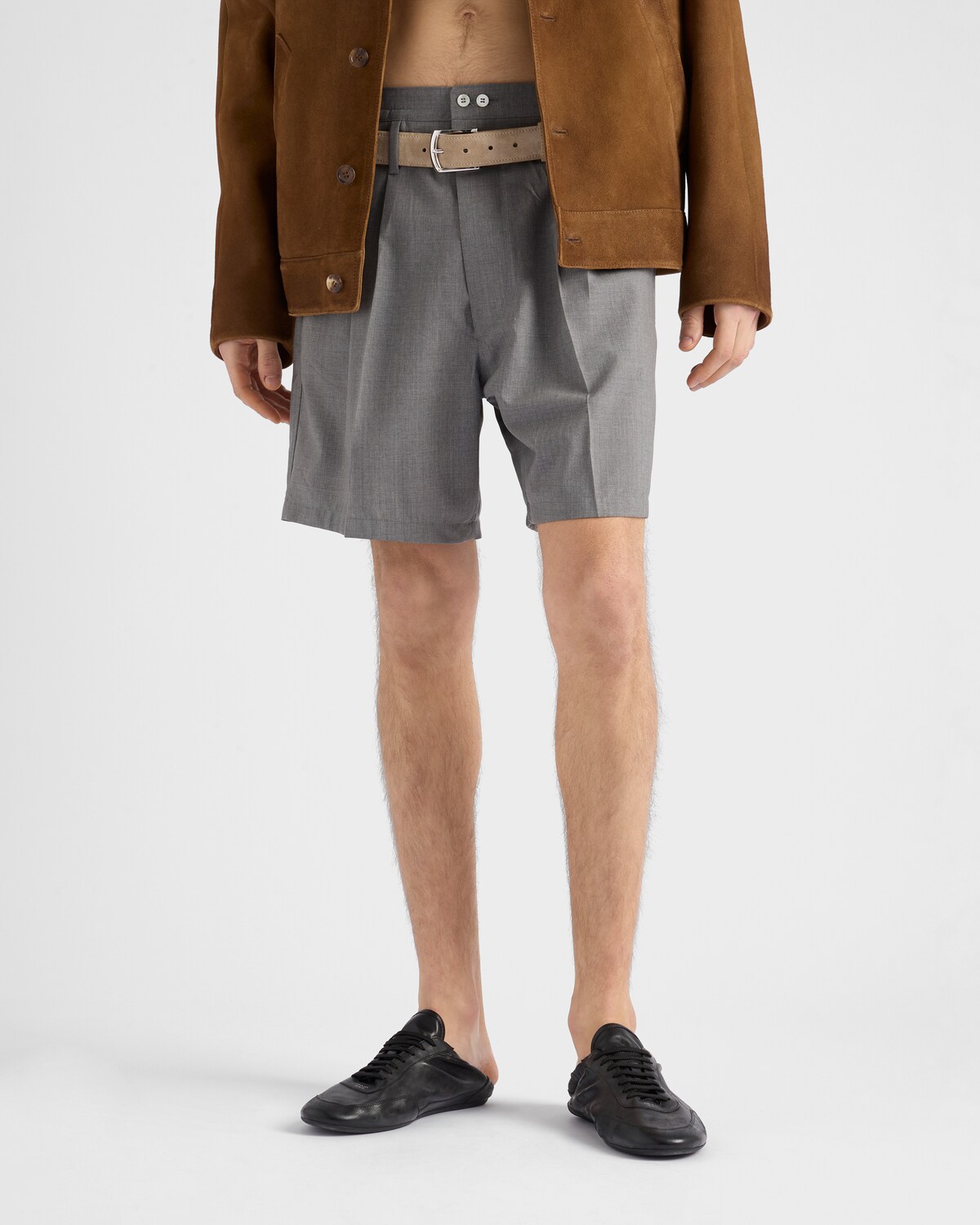 Grey Wool Bermudas | PRADA