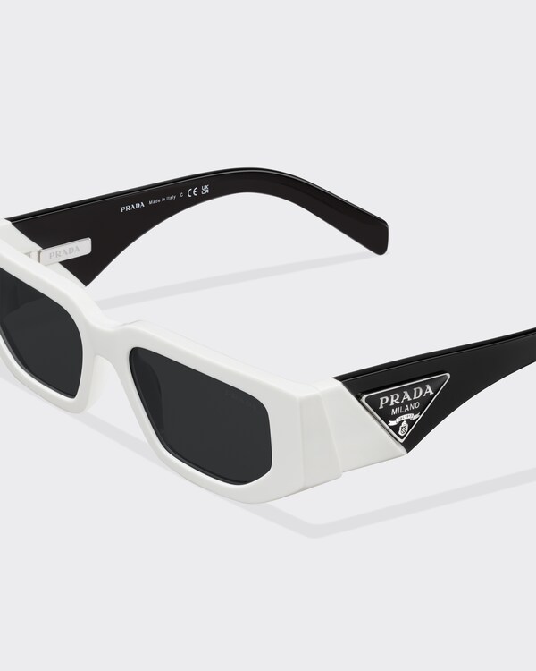 Slate Gray Lenses Sunglasses With Triangle Logo | PRADA