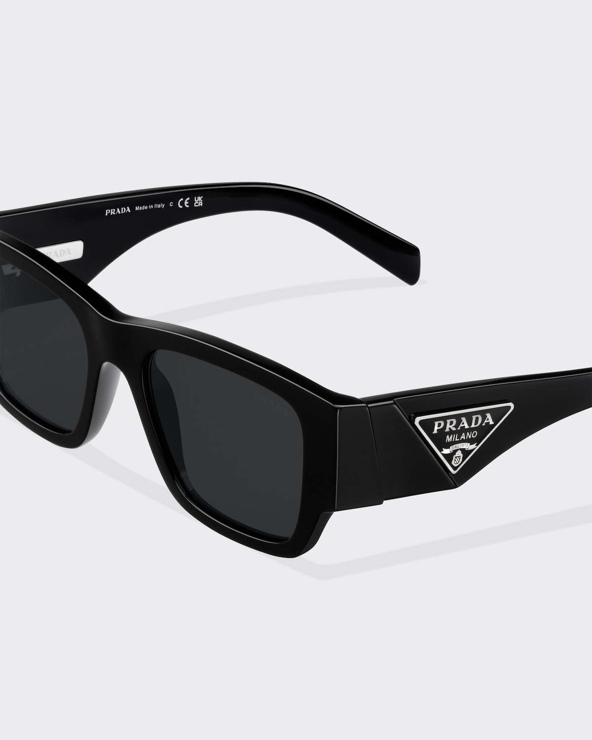 Slate Gray Lenses Sunglasses With Triangle Logo | PRADA