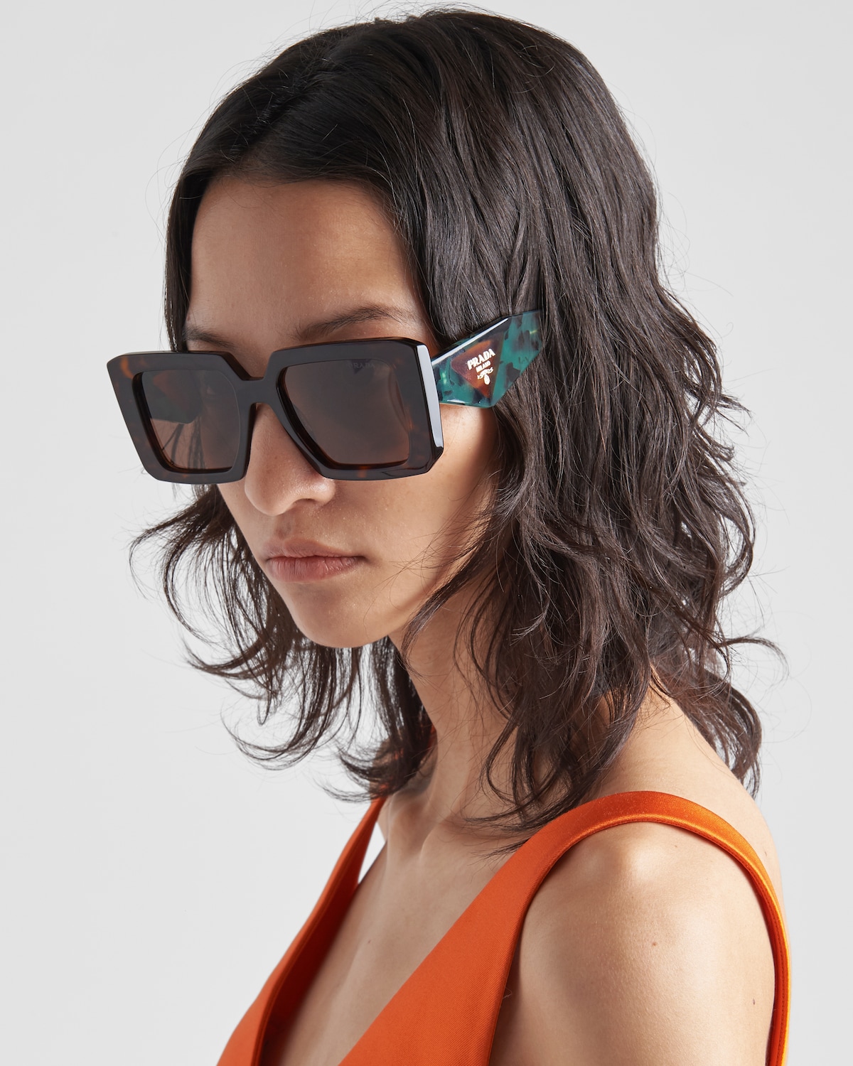 Coffee Lenses Sunglasses With Prada Logo | PRADA