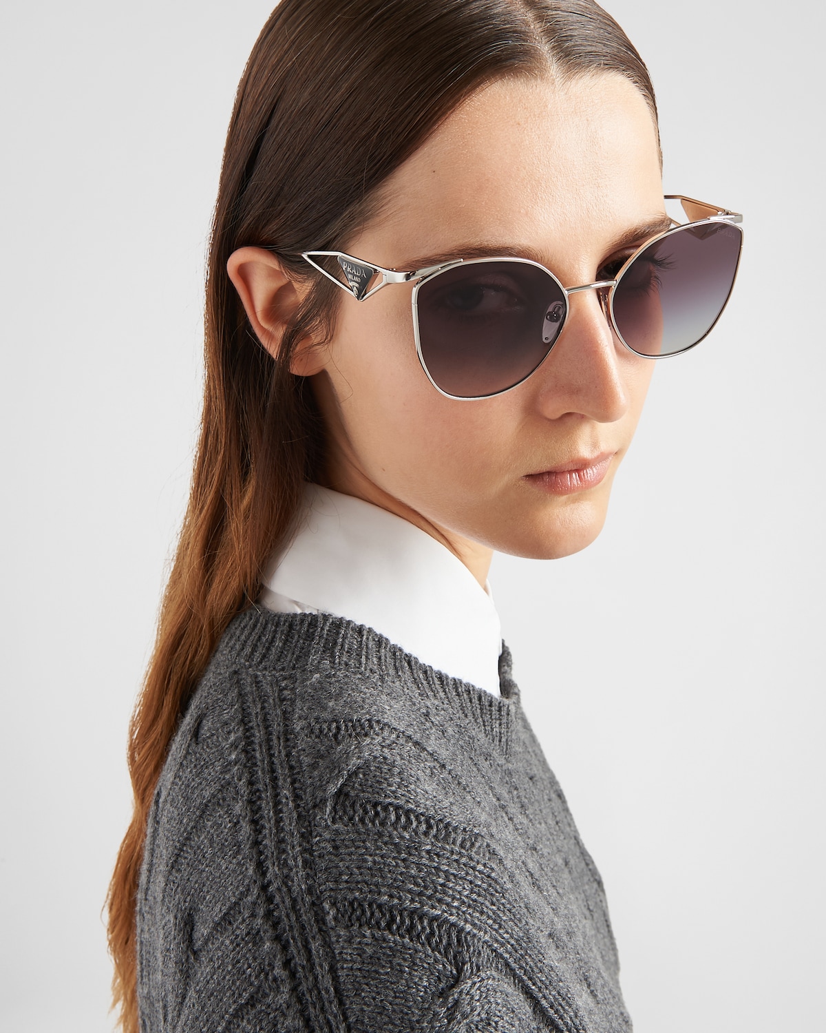 Gradient Grafite Lenses Sunglasses With Triangle Logo | PRADA