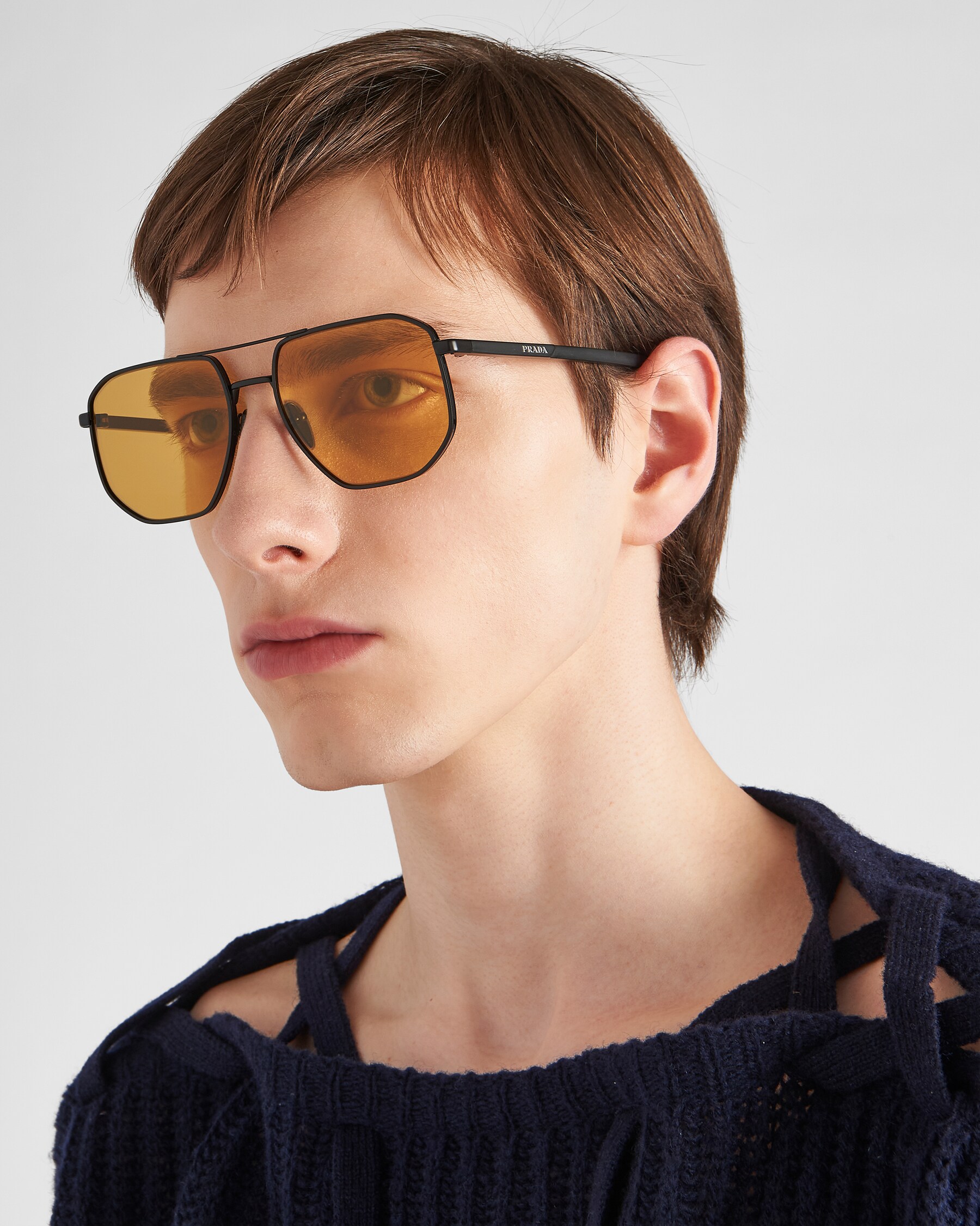 Ochre Lenses Sunglasses With Prada Logo | PRADA