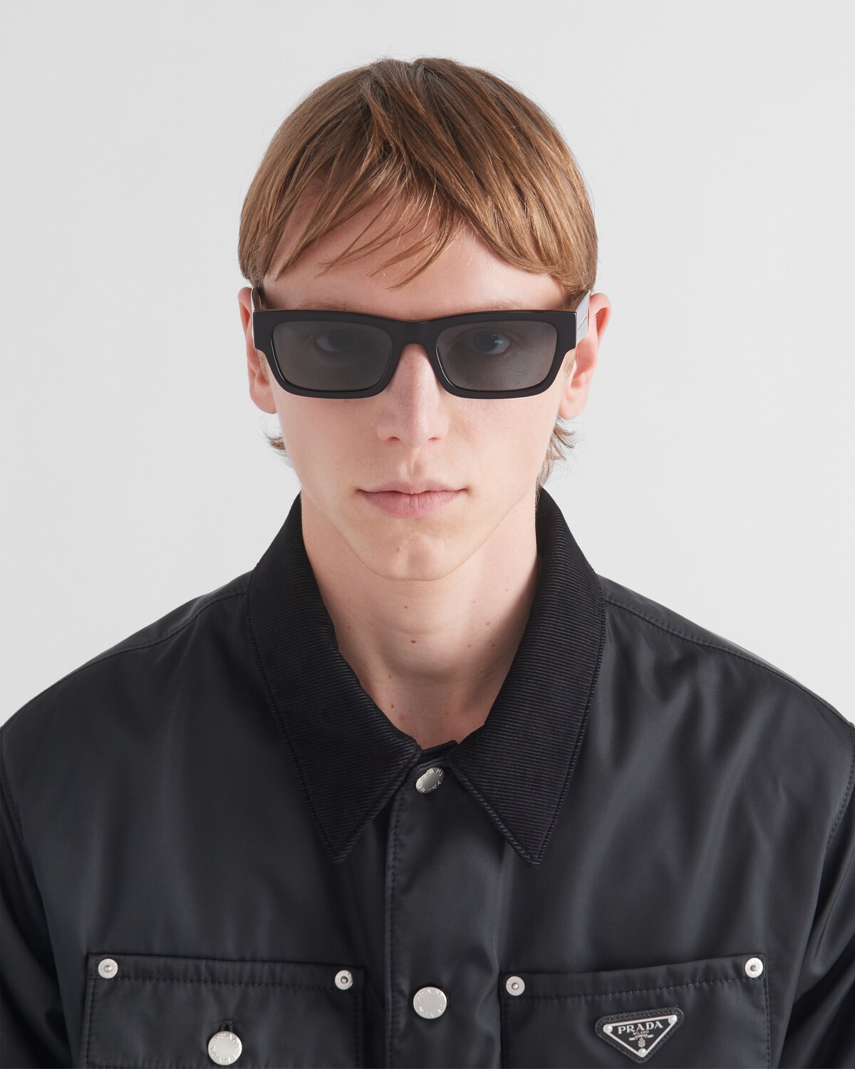Graphite Crystal Lenses Sunglasses With Iconic Metal Plaque | PRADA