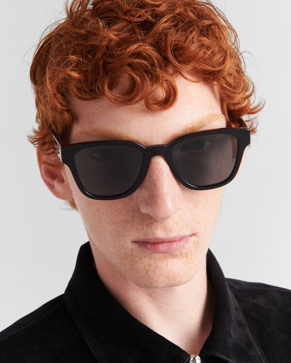 Graphite Crystal Lenses Sunglasses With Iconic Metal Plaque | PRADA