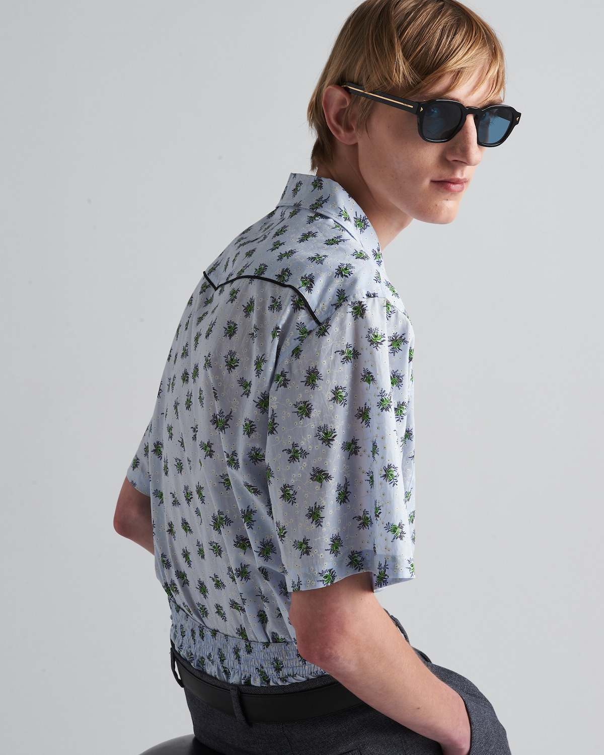 Turquoise Lenses Sunglasses With Iconic Metal Plaque | PRADA