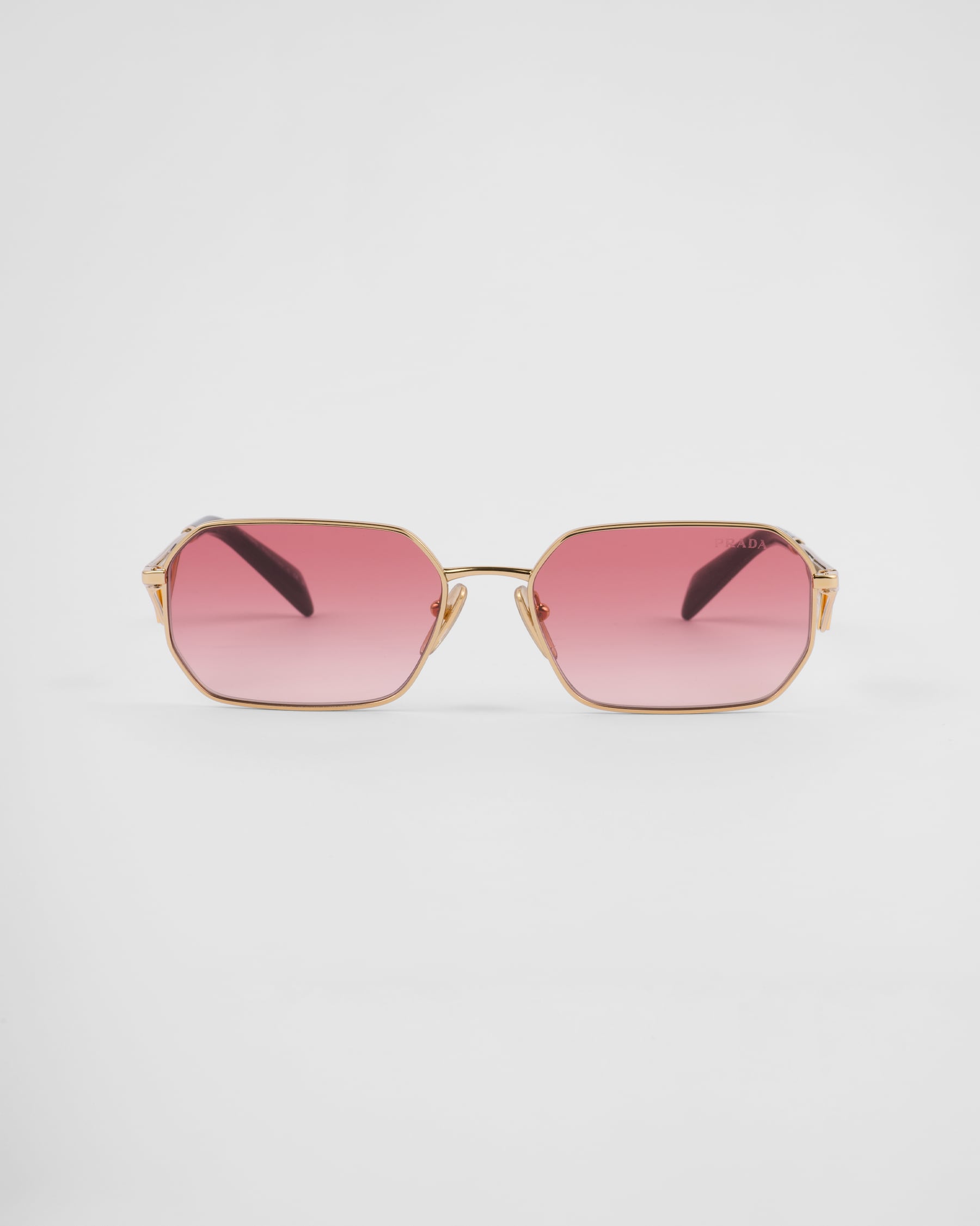 Gradient Etruscan Red Lenses Sunglasses With Triangle Logo | PRADA