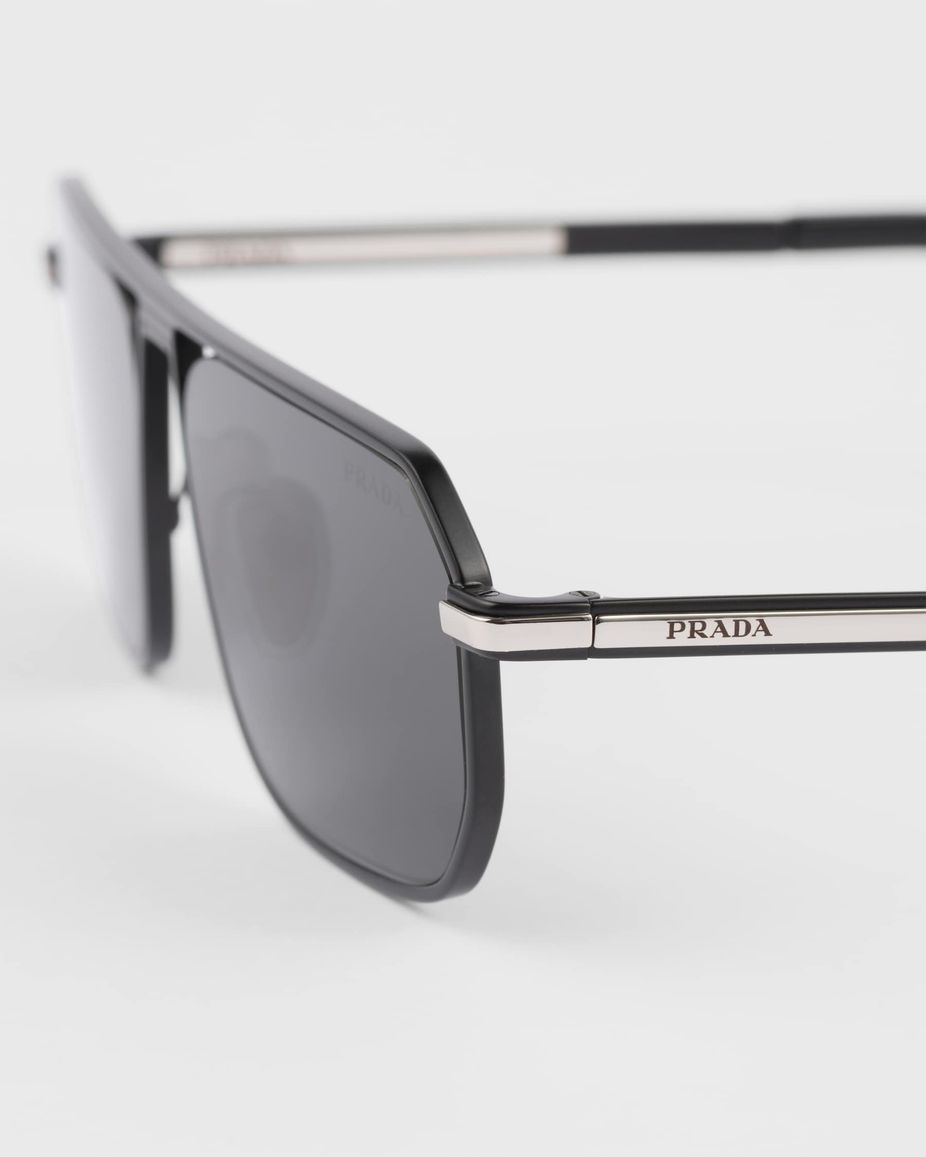 Slate Gray Lenses Sunglasses With Iconic Metal Plaque | PRADA