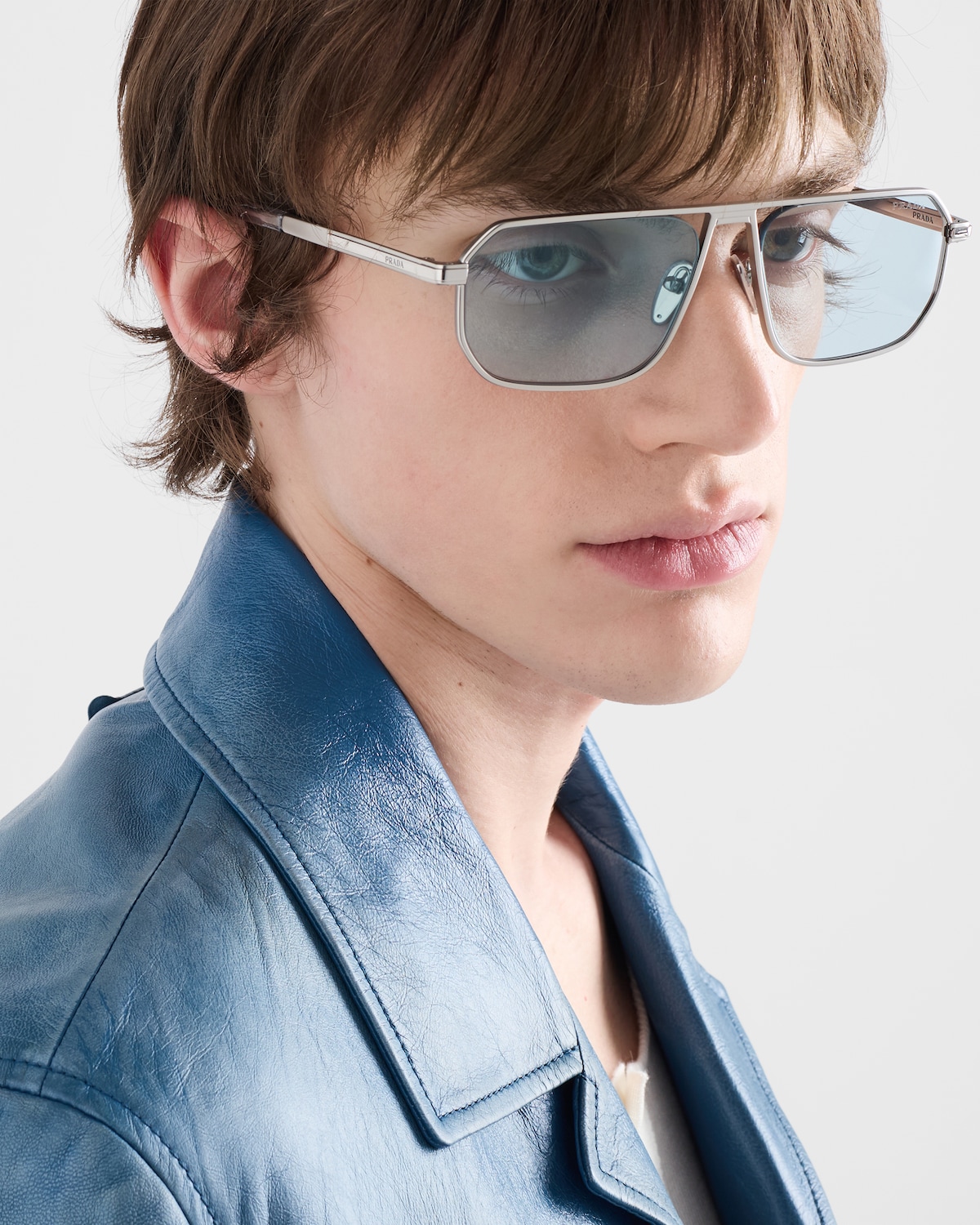 Aviator Blue Lenses Sunglasses With The Iconic Metal Plaque | PRADA ...