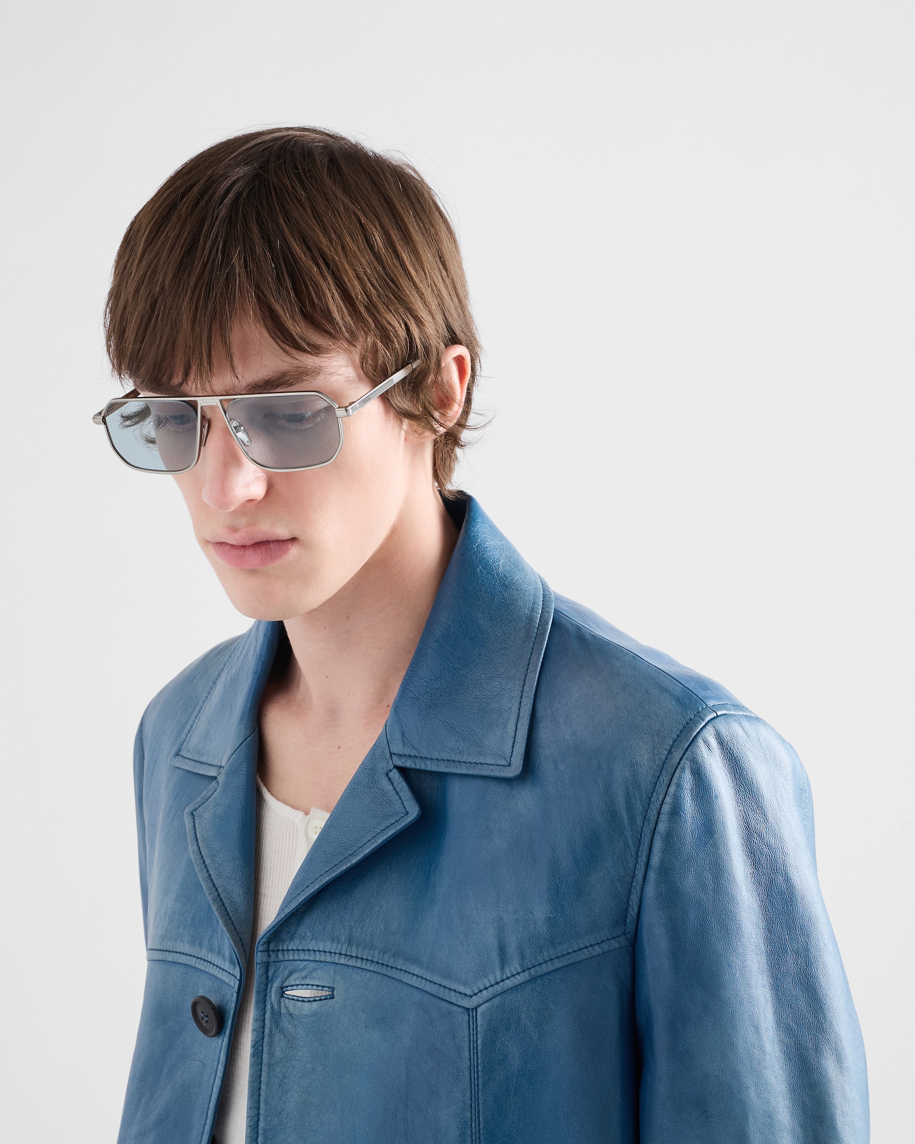 Aviator Blue Lenses Sunglasses With The Iconic Metal Plaque | PRADA ...
