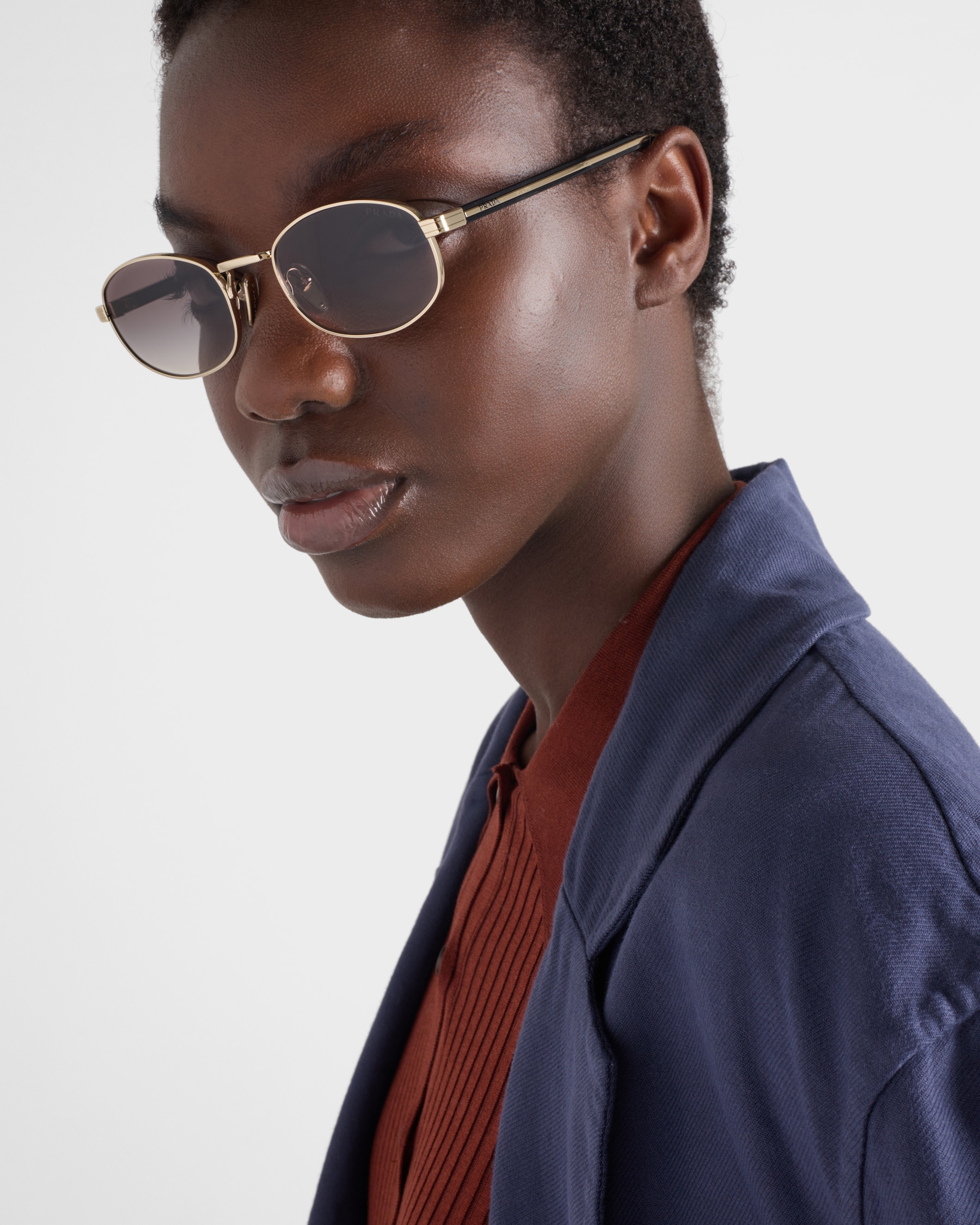 Slate Gray Lenses Sunglasses With The Iconic Metal Plaque | PRADA