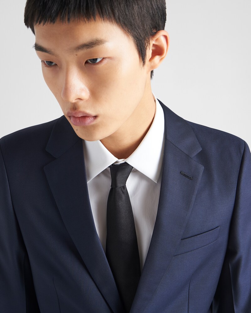 Navy Single-breasted Wool Suit | PRADA
