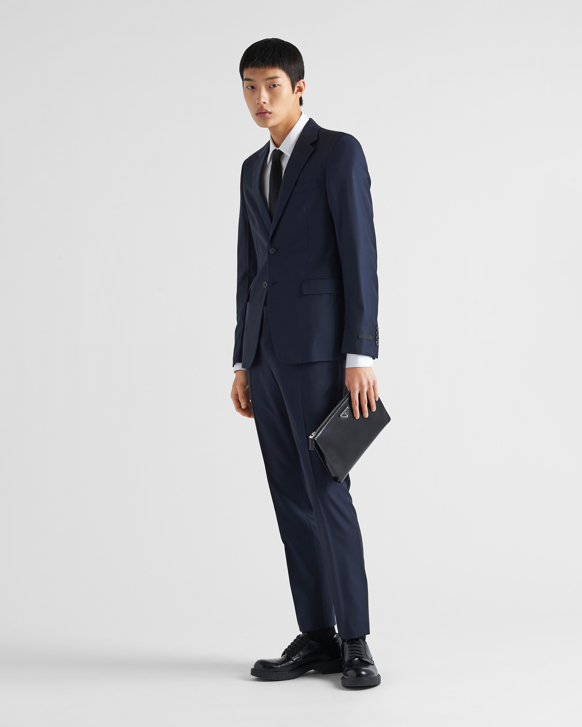 Navy Single-breasted Wool Suit | PRADA