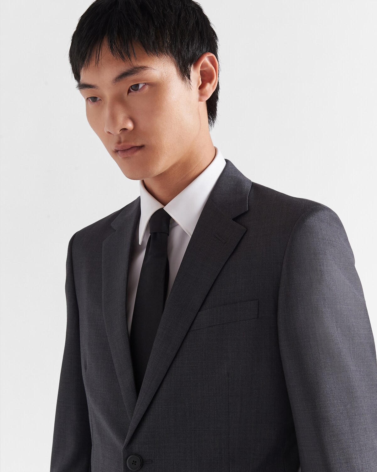 Anthracite Gray Single-breasted Wool Suit | PRADA