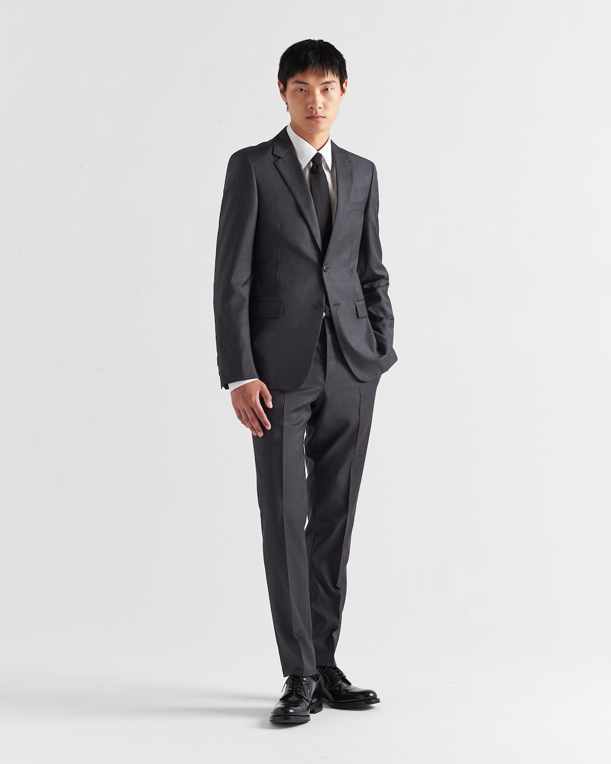 Anthracite Gray Single-breasted Wool Suit | PRADA