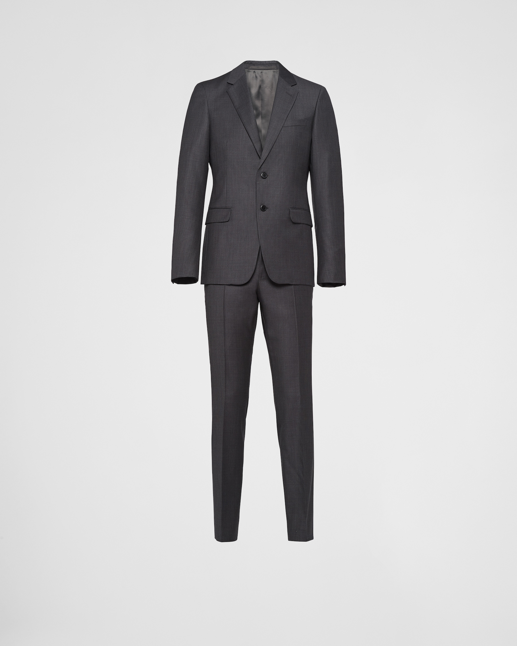 Anthracite Gray Single-breasted Wool Suit | PRADA