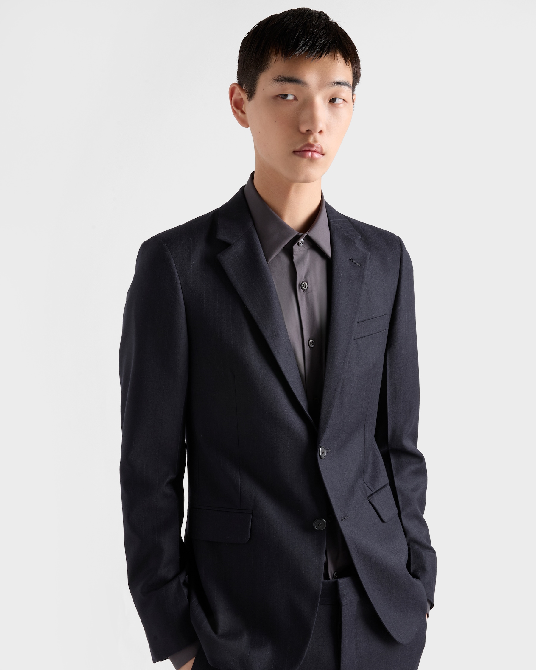 Navy Single-breasted Cashmere And Wool Suit | PRADA