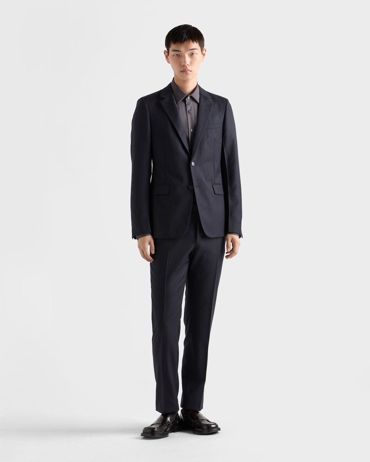 Navy Single-breasted Cashmere And Wool Suit | PRADA