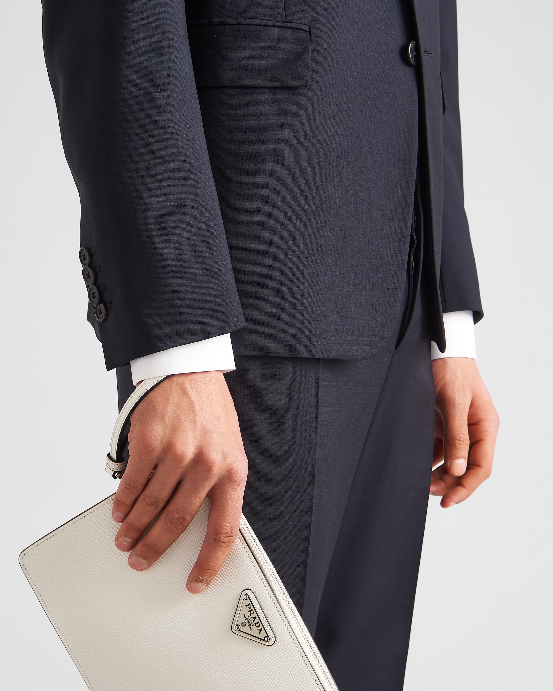 Navy Single Breasted Wool And Mohair Suit | PRADA