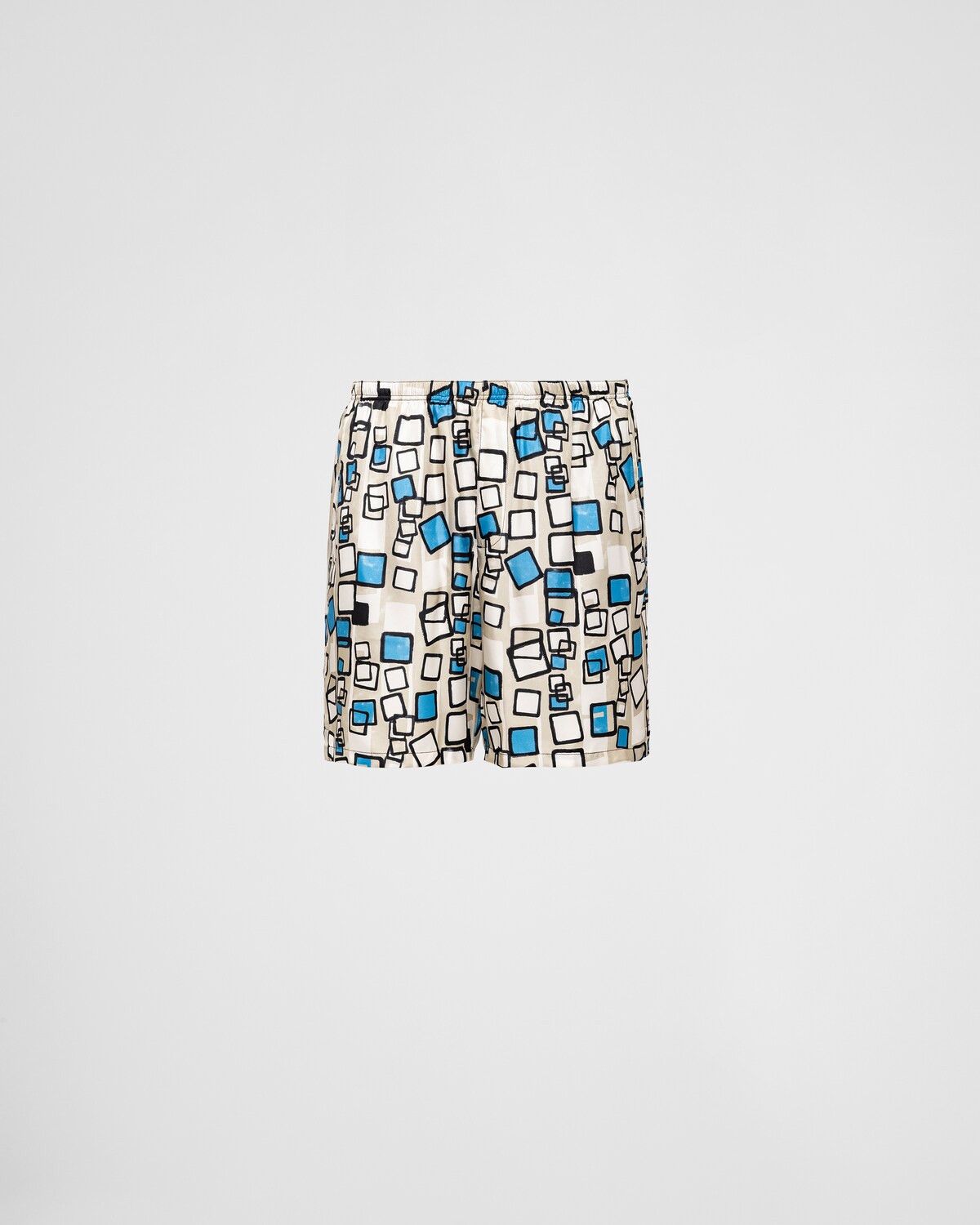 Limestone/light Blue Silk Twill Swim Trunks | PRADA