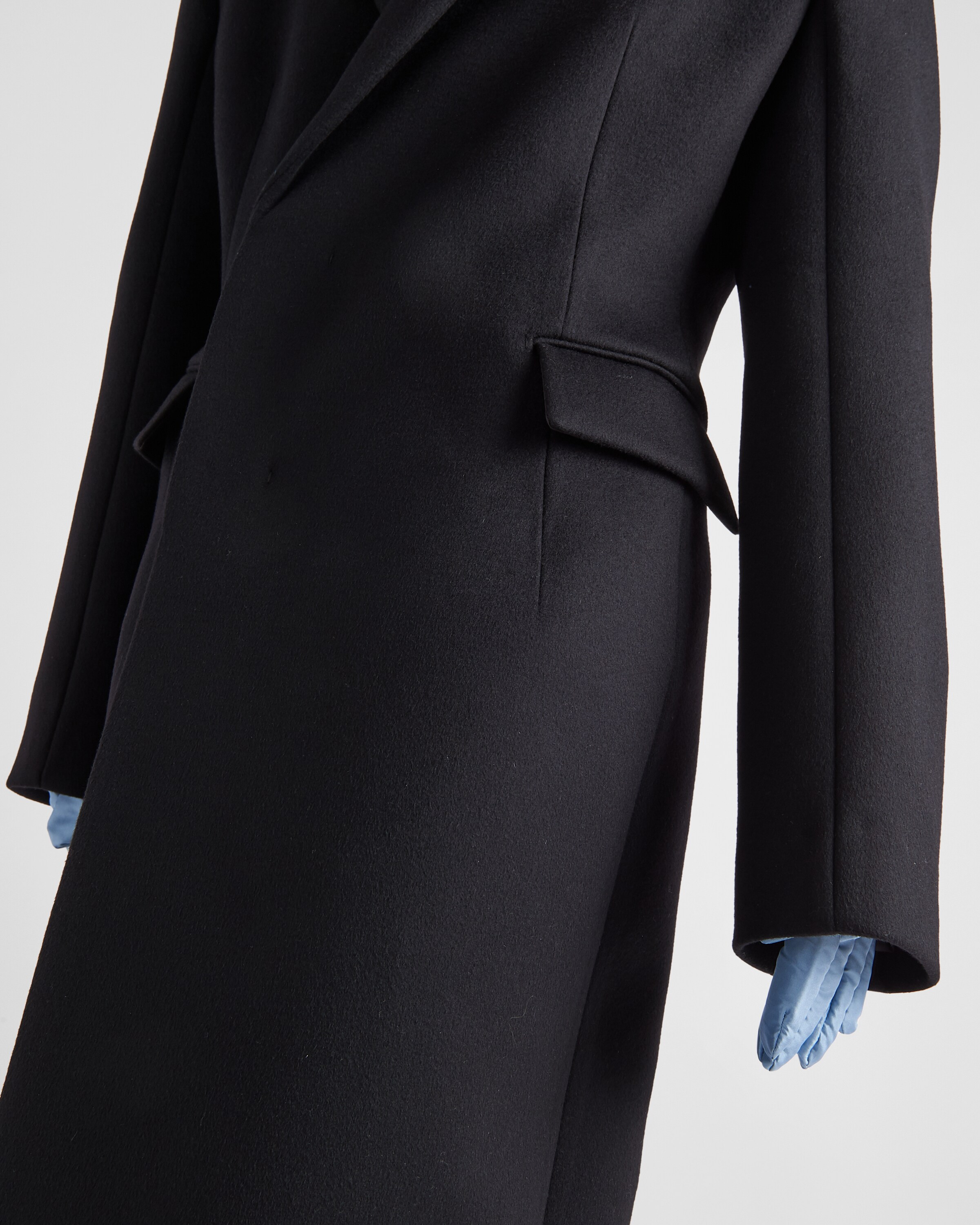 Black Double-breasted wool coat | Prada
