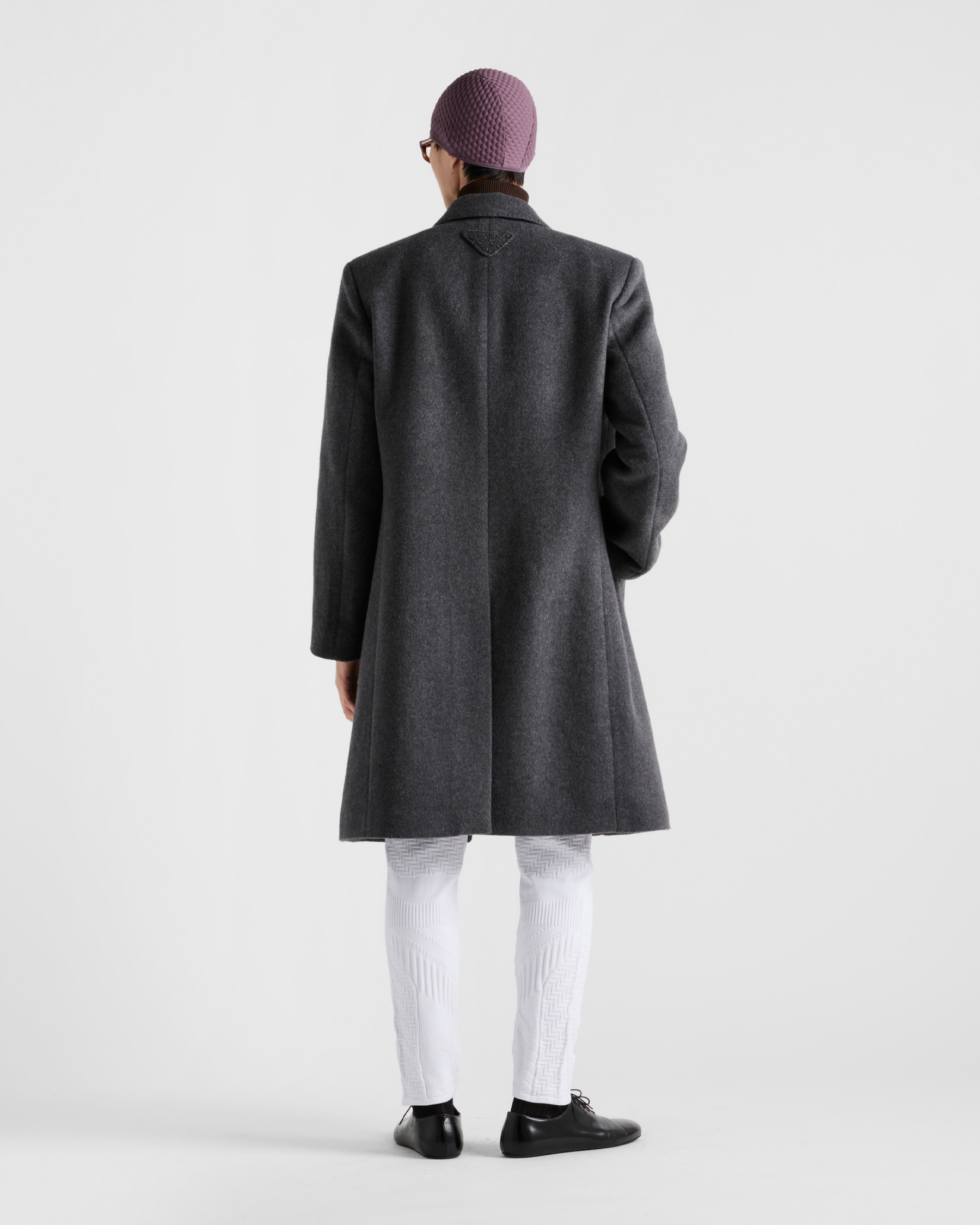Slate Gray Single-breasted Wool Coat | PRADA