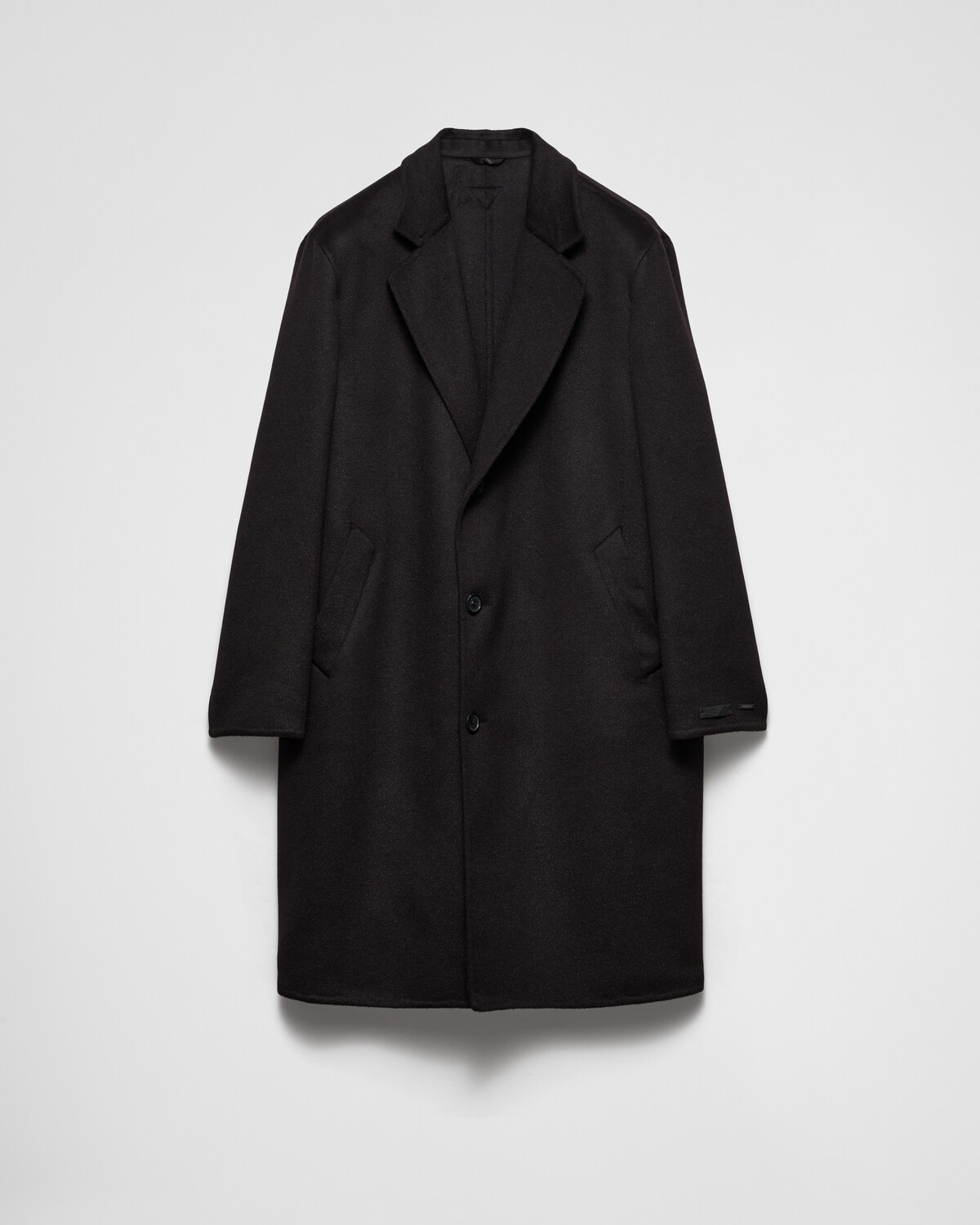 Black Single-breasted Wool, Angora And Cashgora Coat | PRADA - United ...