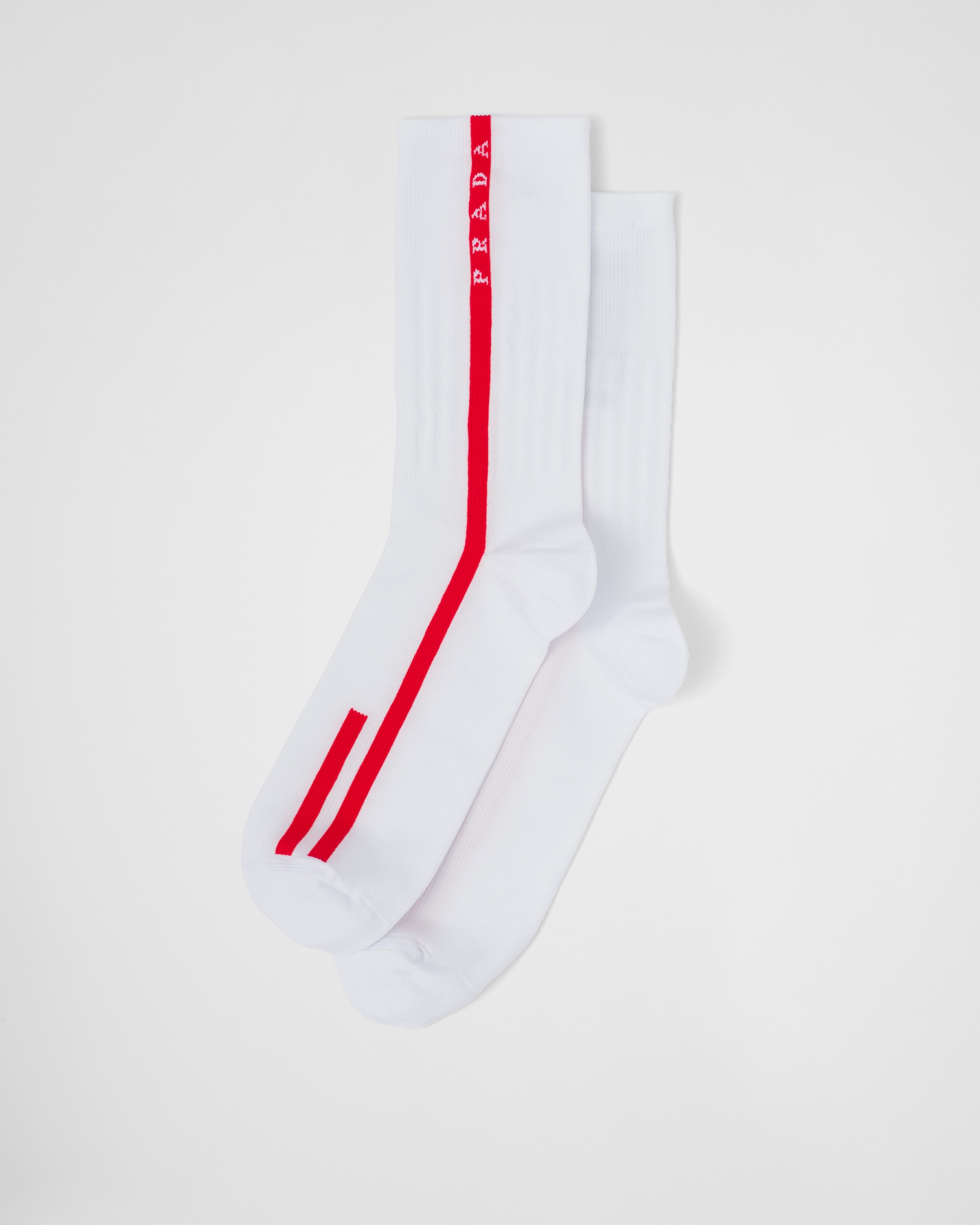 White Technical Yarn Ankle Socks | PRADA