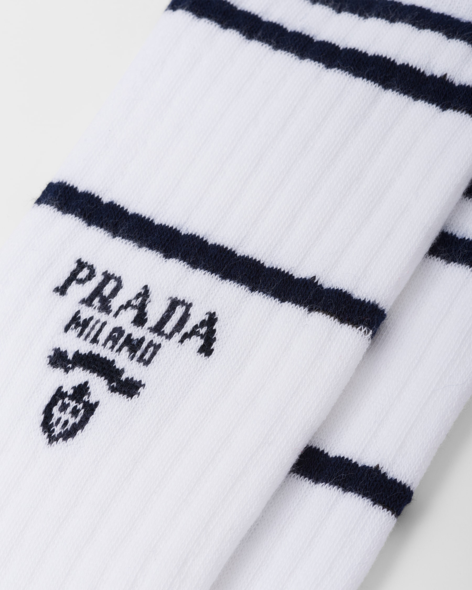White/blue Cotton Ankle Socks | PRADA