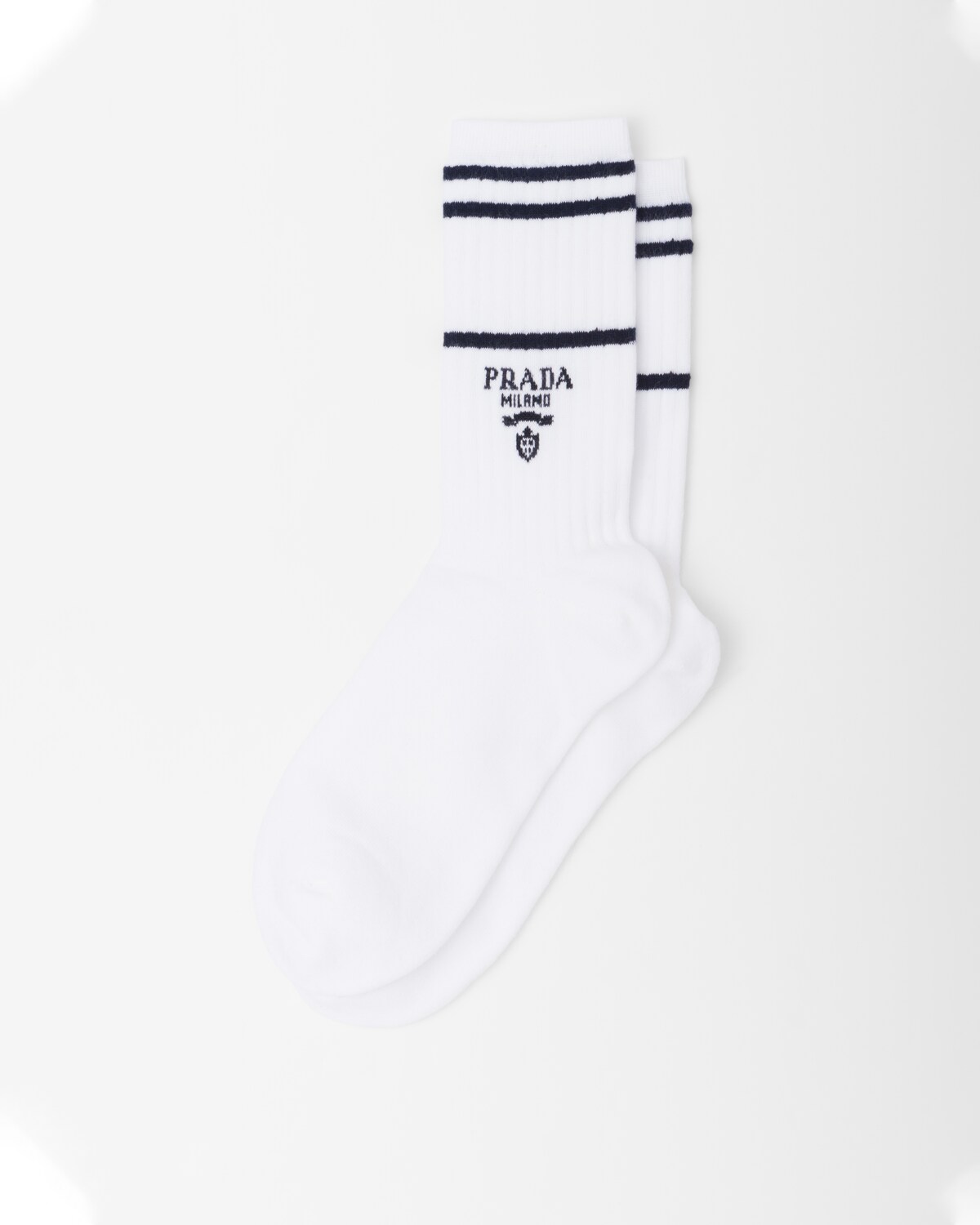 White/blue Cotton Ankle Socks | PRADA