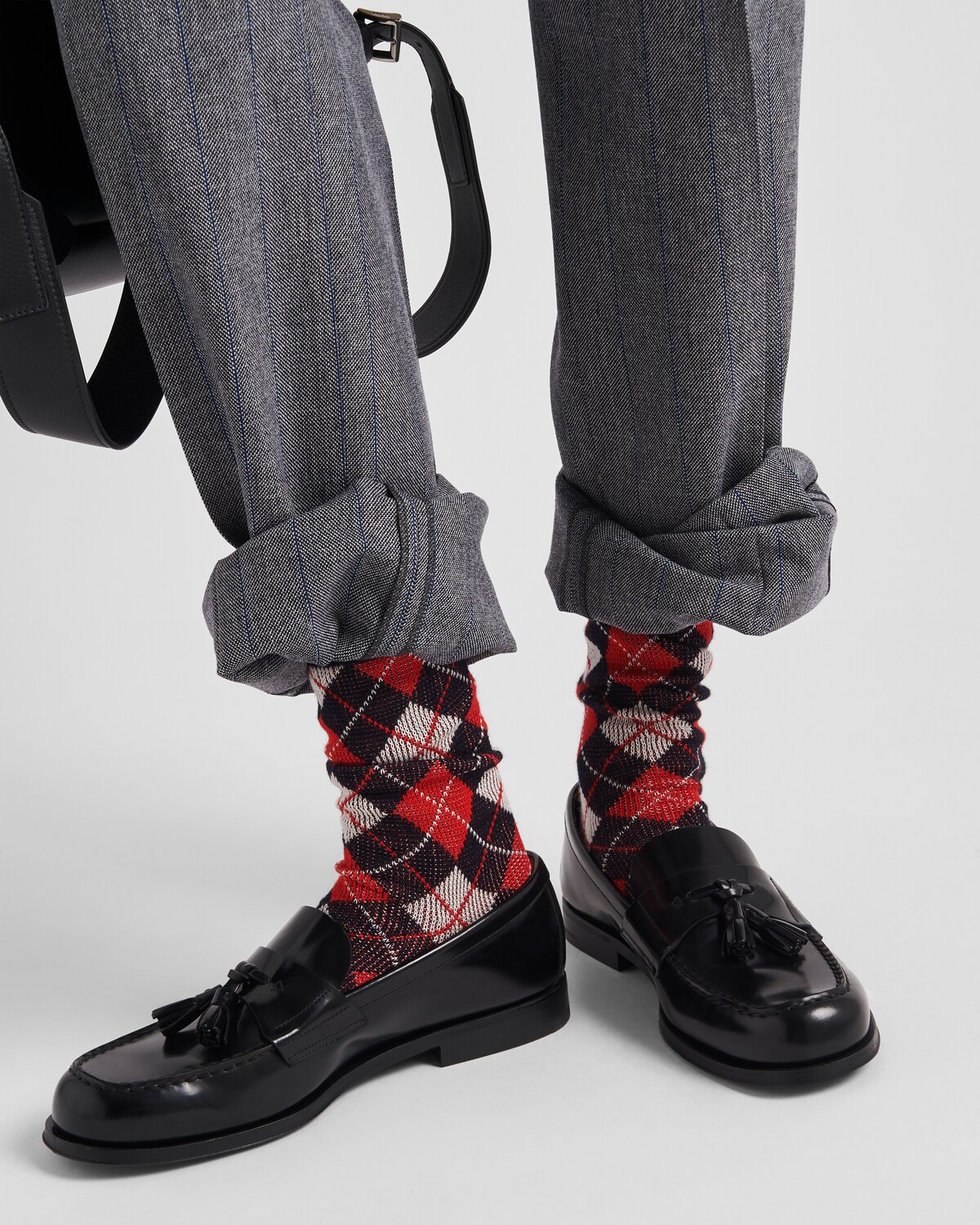 Navy Argyle Cotton Ankle Socks | PRADA