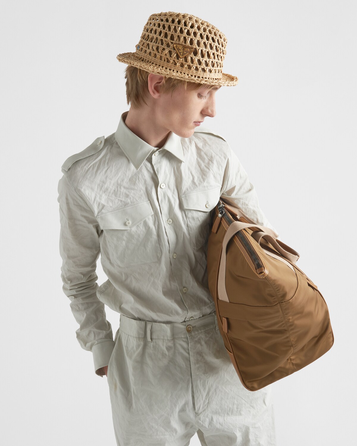 Limestone Technical Cotton Shirt | PRADA