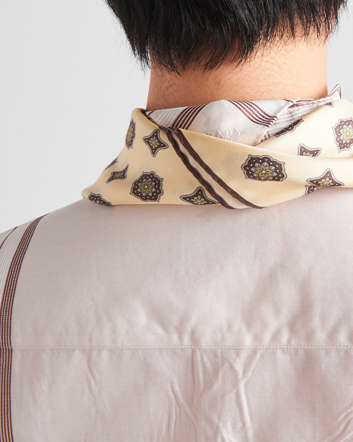 Sand/cocoa Brown Checked Cotton Shirt | PRADA